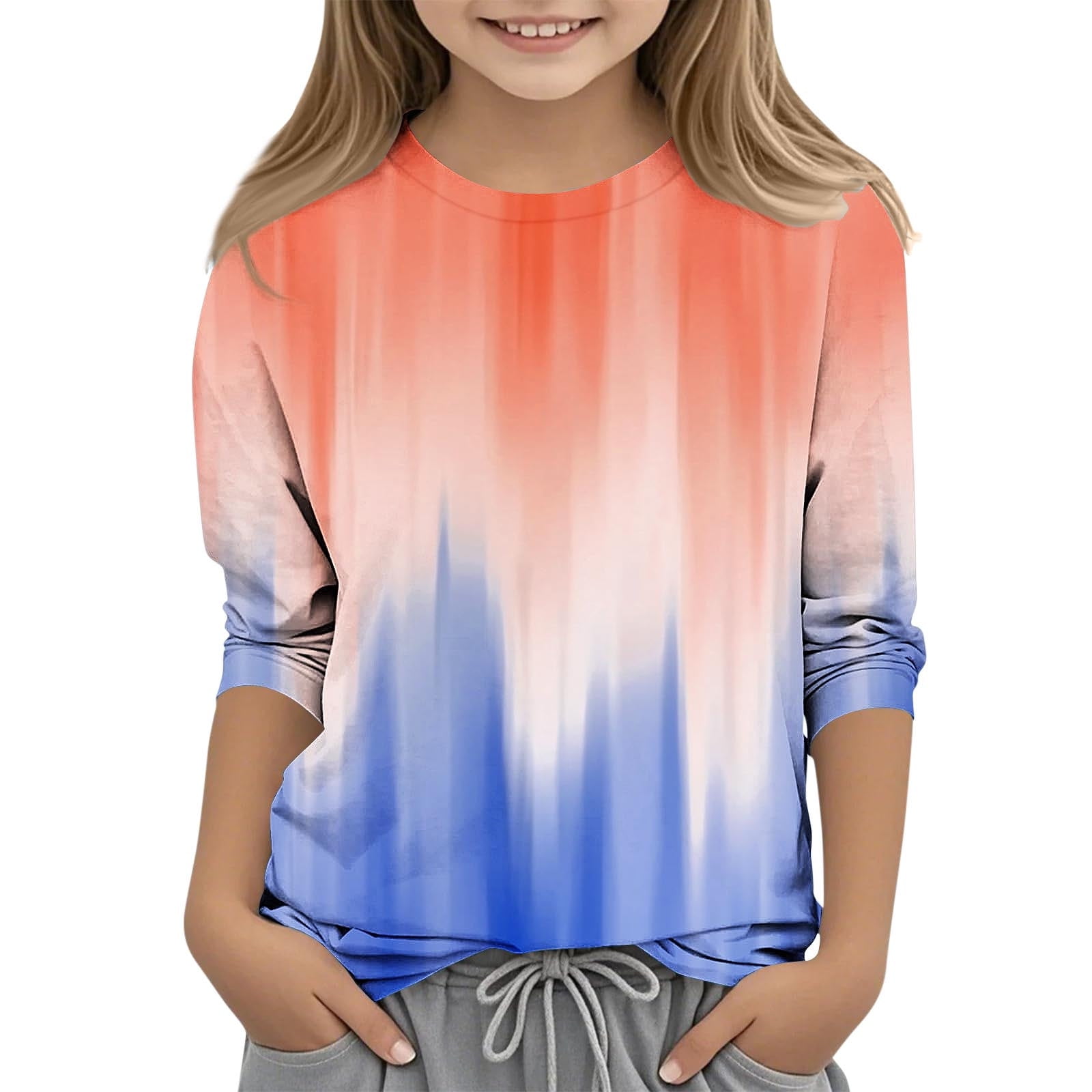 Awdenio Kids Cool and Tendy Ombre Gradient Crew Neck Short Sleeve T ...