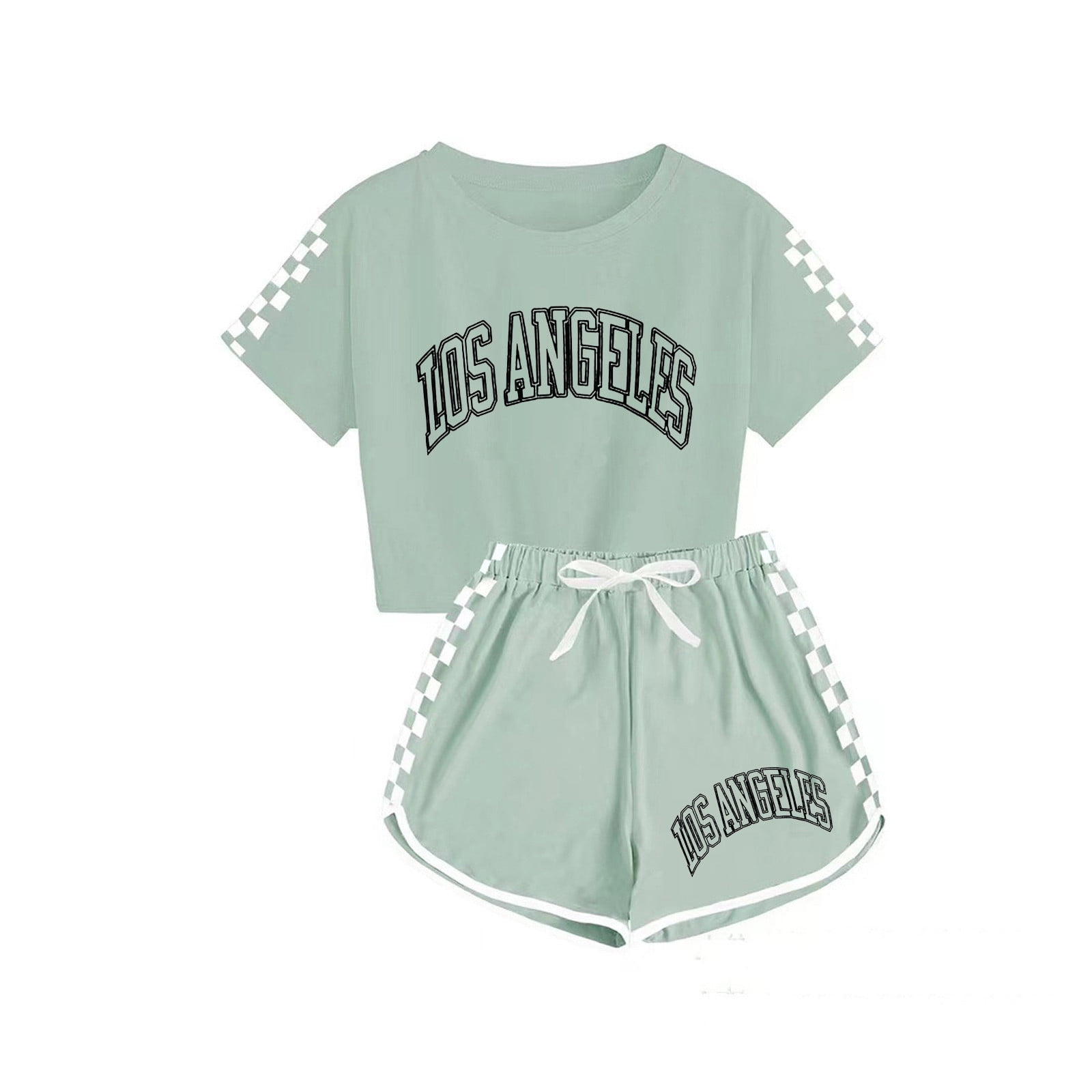 Awdenio Kids Girls 2-Piece Summer Outfit, Short Sleeve Crew Neck Top ...