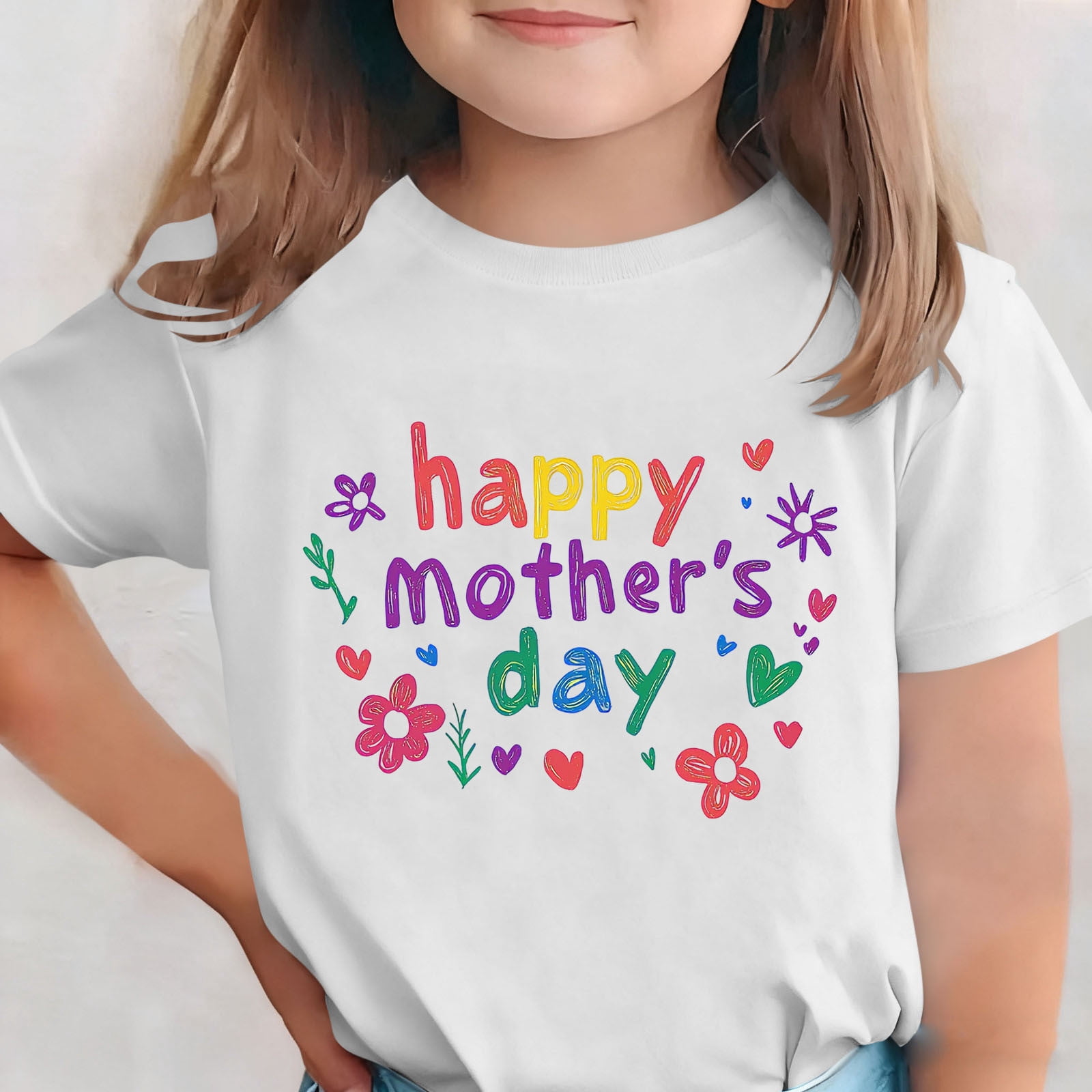Awdenio Kids Girls Cute Graphic Print Short Sleeve T-Shirt, Crew Neck ...