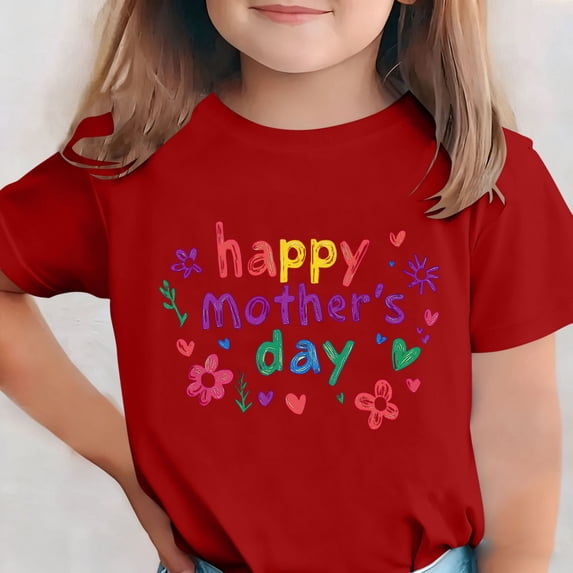 Awdenio Kids Girls Cute Graphic Print Short Sleeve T-Shirt, Crew Neck ...