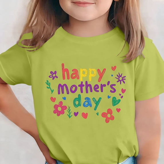 Awdenio Kids Girls Cute Graphic Print Short Sleeve T-Shirt, Crew Neck ...