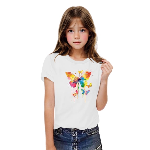 Awdenio Kids Girls Cute Print Raglan Short Sleeve T-Shirt, Animal ...