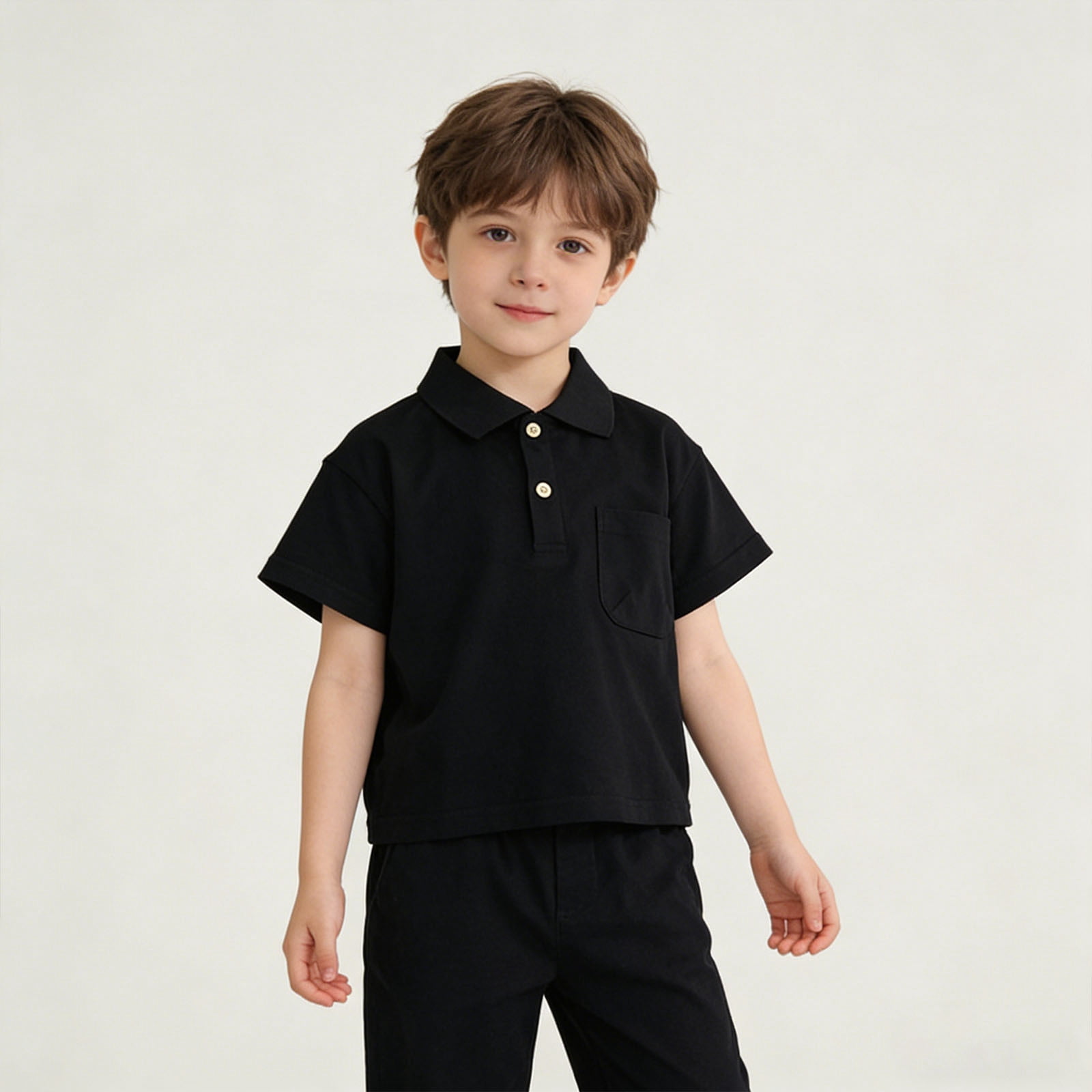 Awdenio Kids Girls Pocket Shirt Solid Olive Lapel Collar Short Sleeve ...