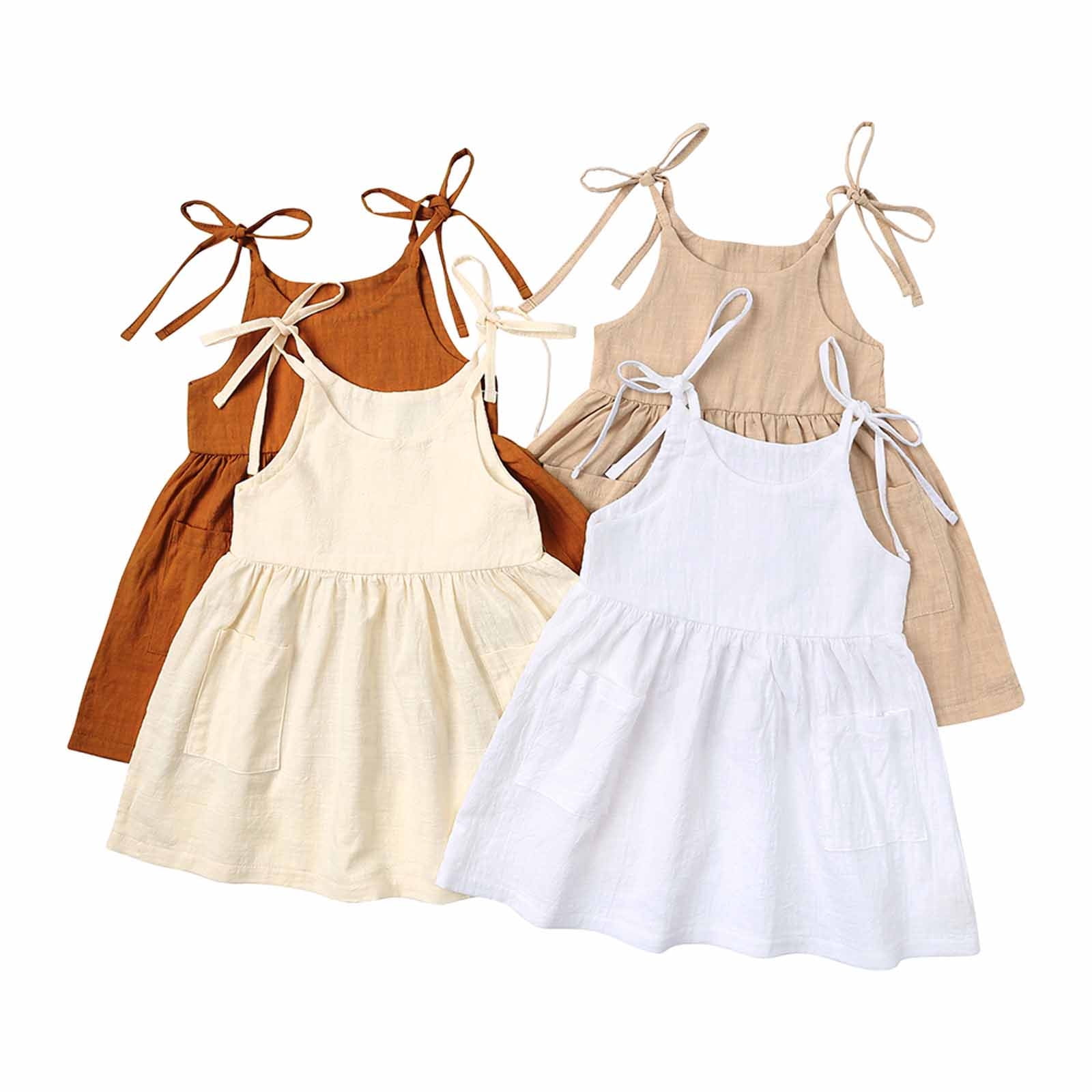 Awdenio Kids Girls Strap ,Trendy,Sleeveless A-Line Dress With Pockets ...