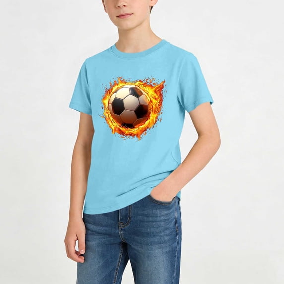 Awdenio Kids Soccer Graphic Tee Multicolor Crew Neck Short Sleeve Soft ...