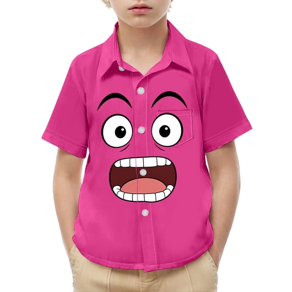 Awdenio Kids Vibrant Cartoon Expression Print T-Shirt, Crew Neck Short ...