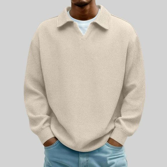 Awdenio Long Sleeve Shirts for Men Long Sleeve Classic V Neck Shirts ...