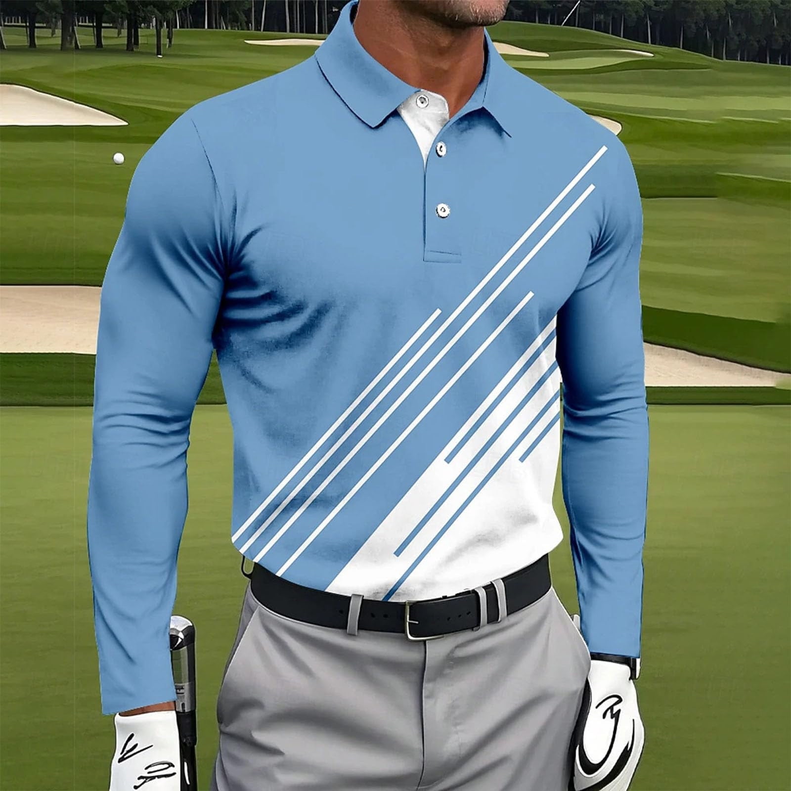 Awdenio Long Sleeve Shirts for Men Long Sleeve Golf Shirt Quick Dry ...