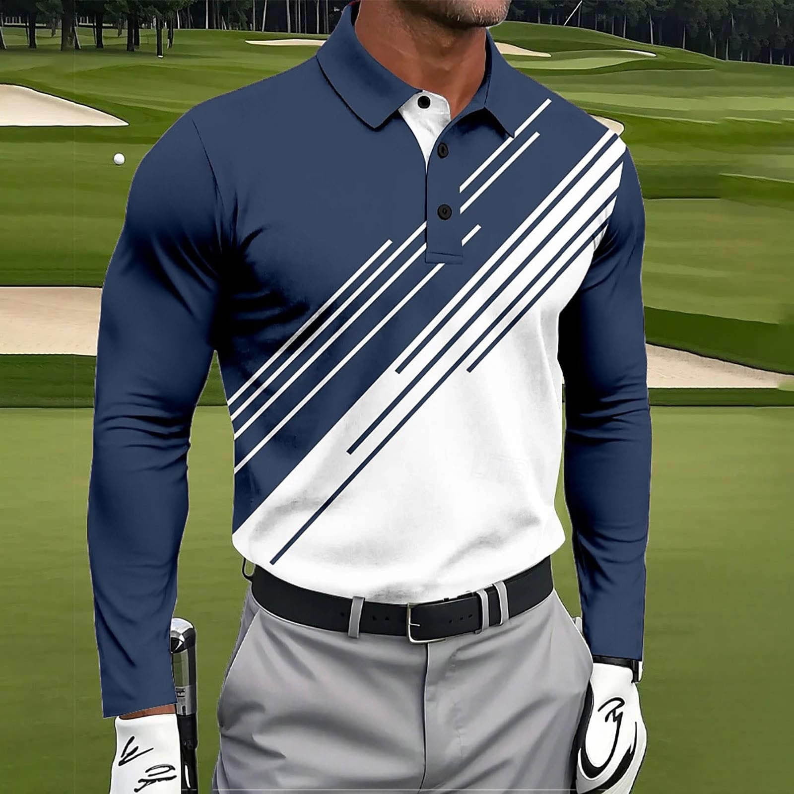 Awdenio Long Sleeve Shirts for Men Long Sleeve Golf Shirt Quick Dry ...