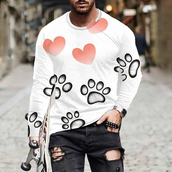 Awdenio Long Sleeve Shirts for Men Valentines Day Shirts Crewneck ...