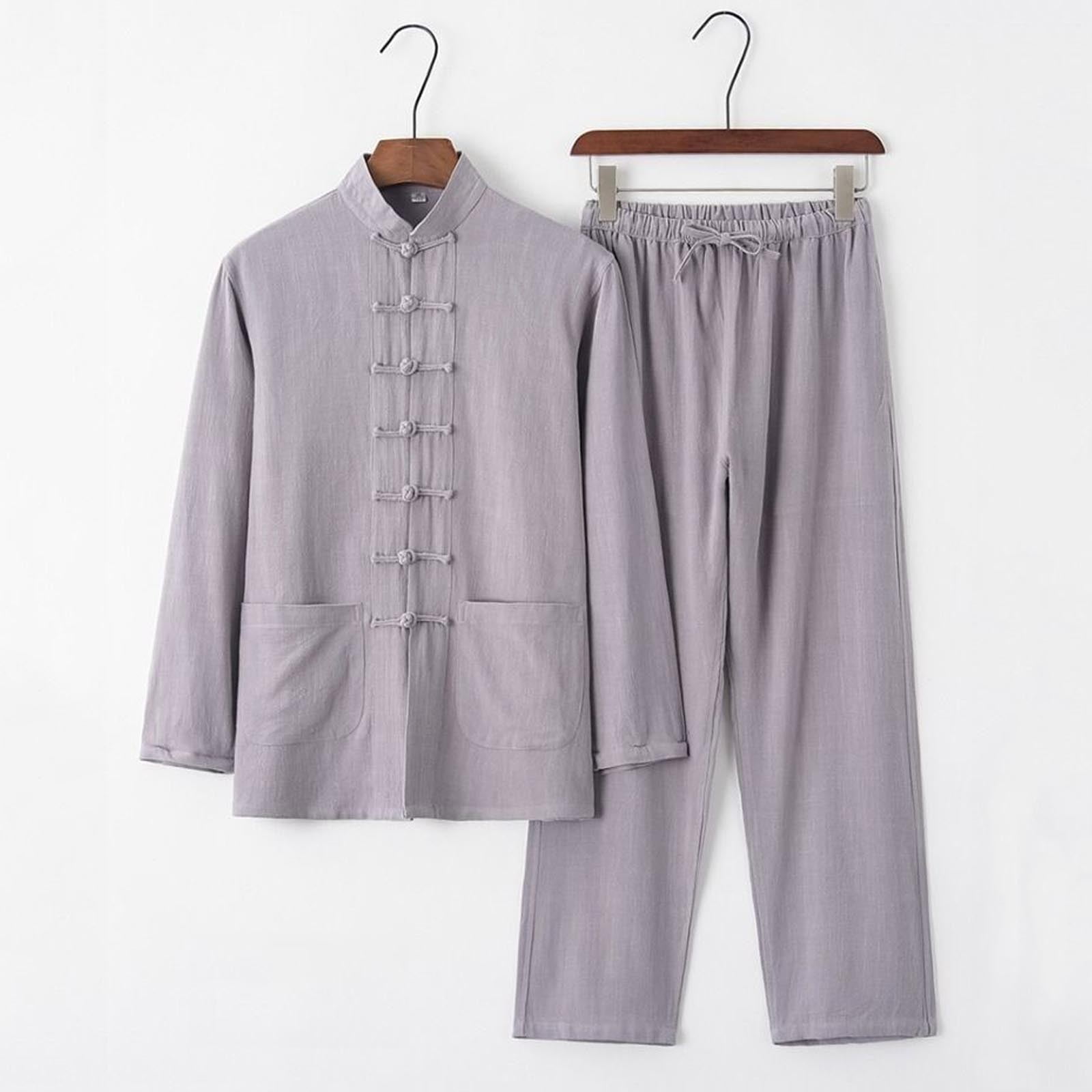 Awdenio Men 2 Piece Short Set Chinese Traditional Zen Meditation Suit ...