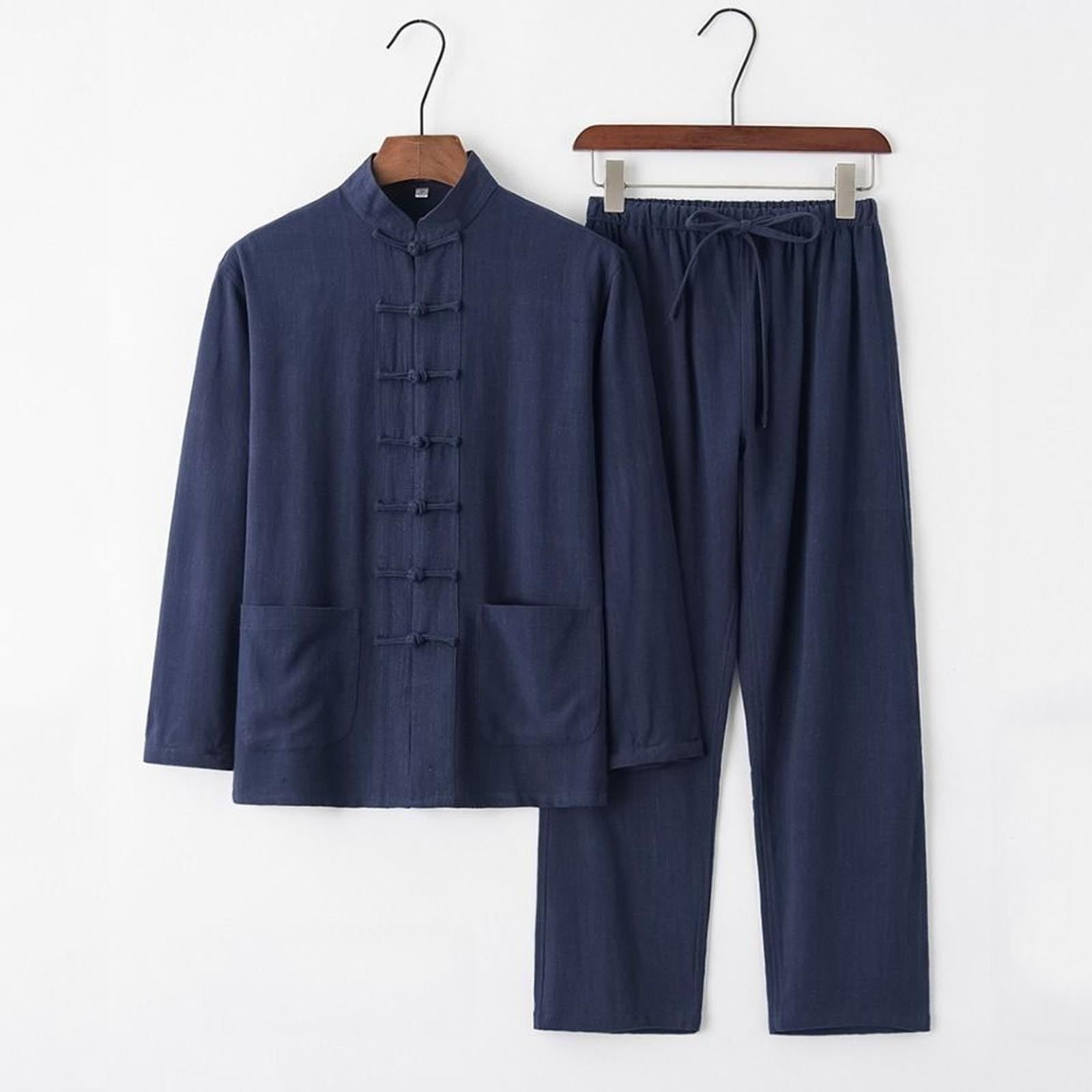 Awdenio Men 2 Piece Short Set Chinese Traditional Zen Meditation Suit ...