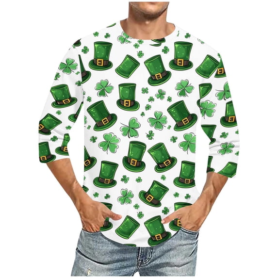 Awdenio Men Shirts 3/4 Sleeve Crew Neck Valentine T Shirts Love Heart ...