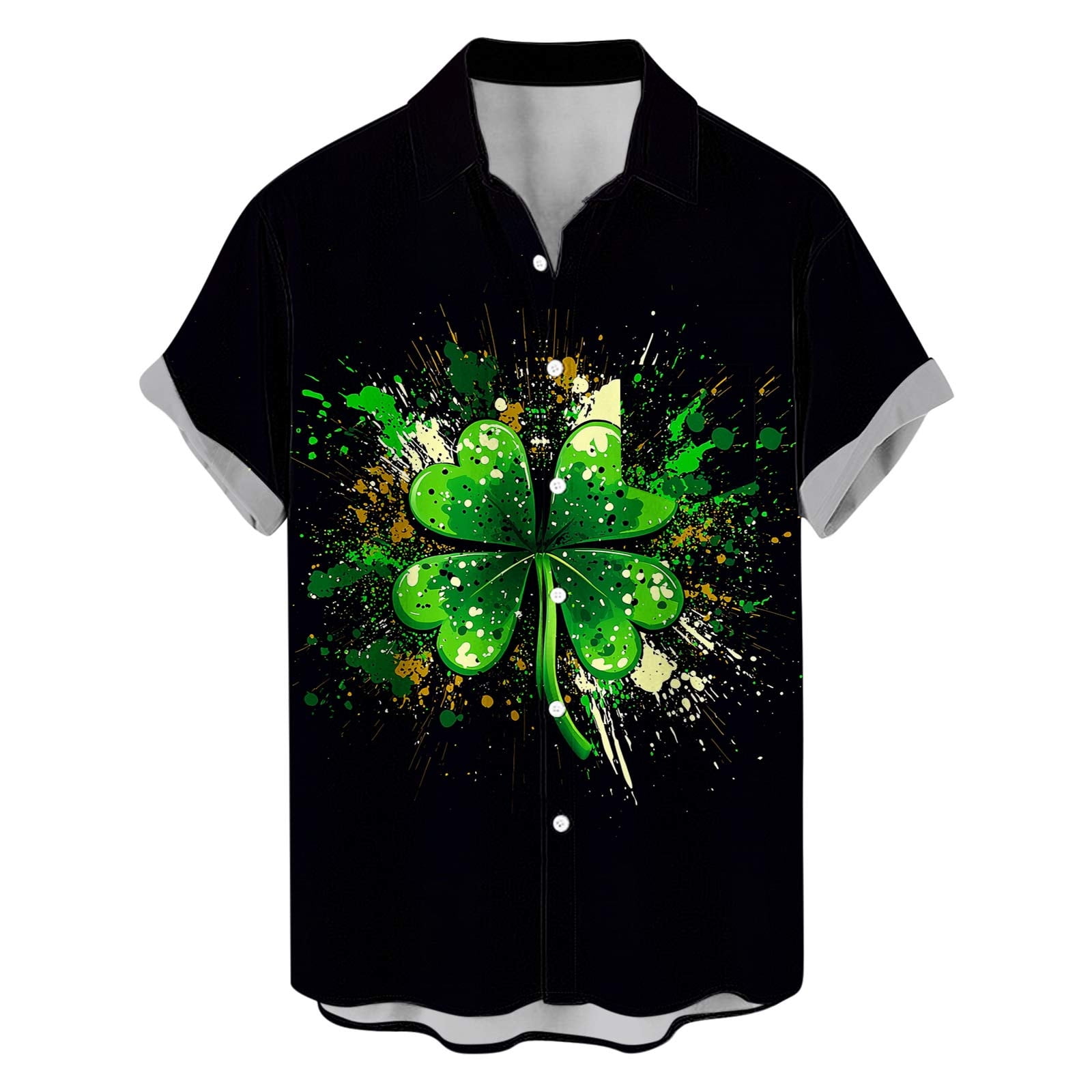 Awdenio Men Shirts St Patricks Day Shirt Shamrock Printed Retr Short ...
