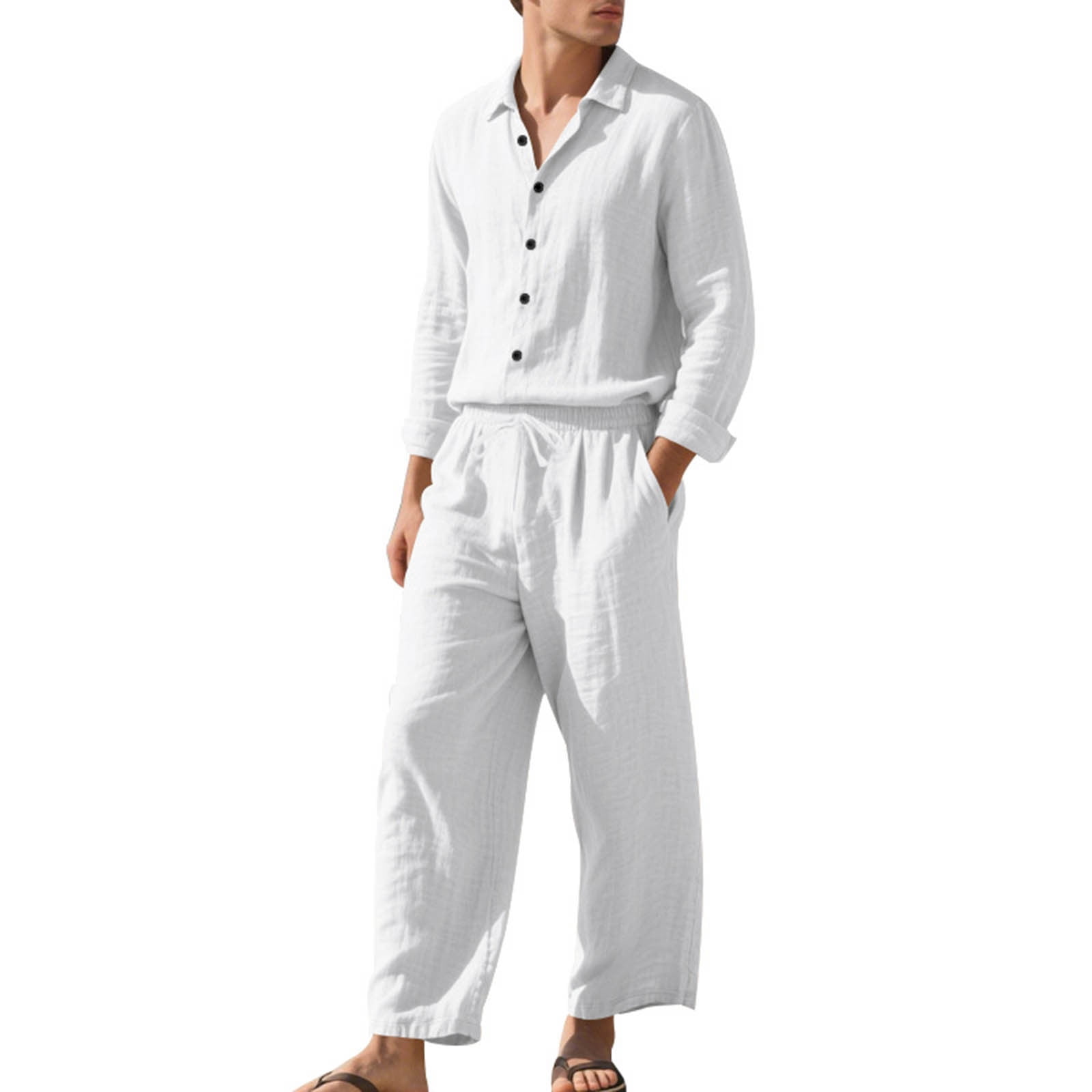 Awdenio Men Two Piece Outfits Sets. 2 Piece Linen Sets Button Down ...