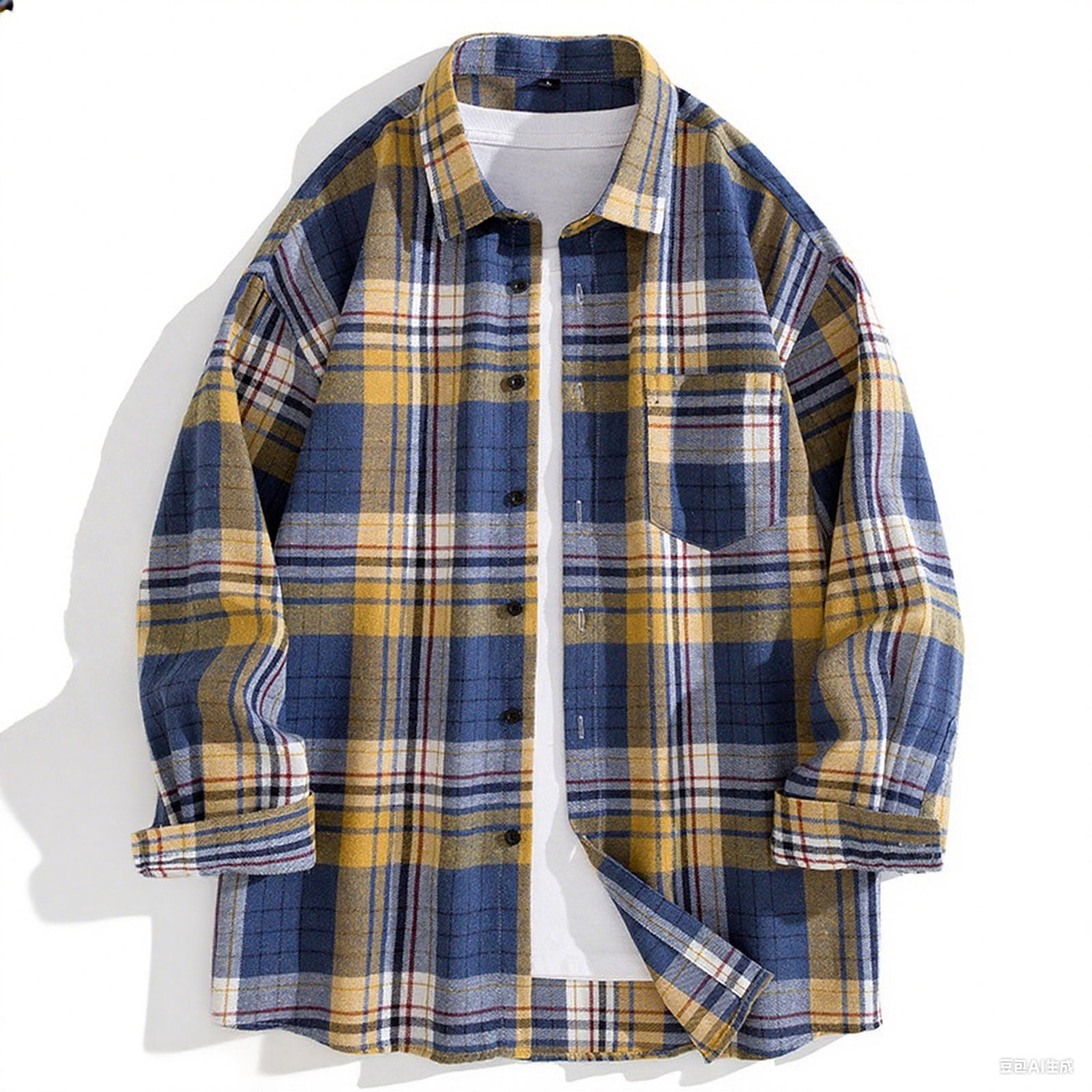 Awdenio Men's Clothing Regular Fit Long Sleeve Plaid Flannel Shirt ...