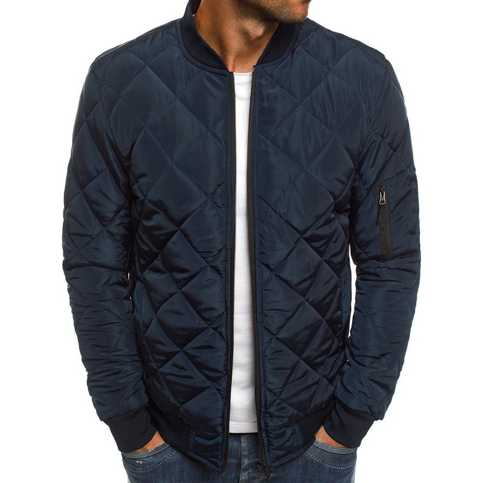 Awdenio Men's Lightweight Jackets, Men Solid Casual Stand-up Collar ...