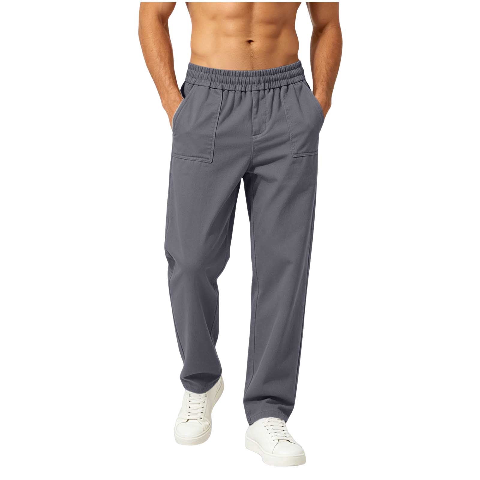 Mavick Men's Pants Casual Elastic Waist Drawstring Loose Straight Leg ...