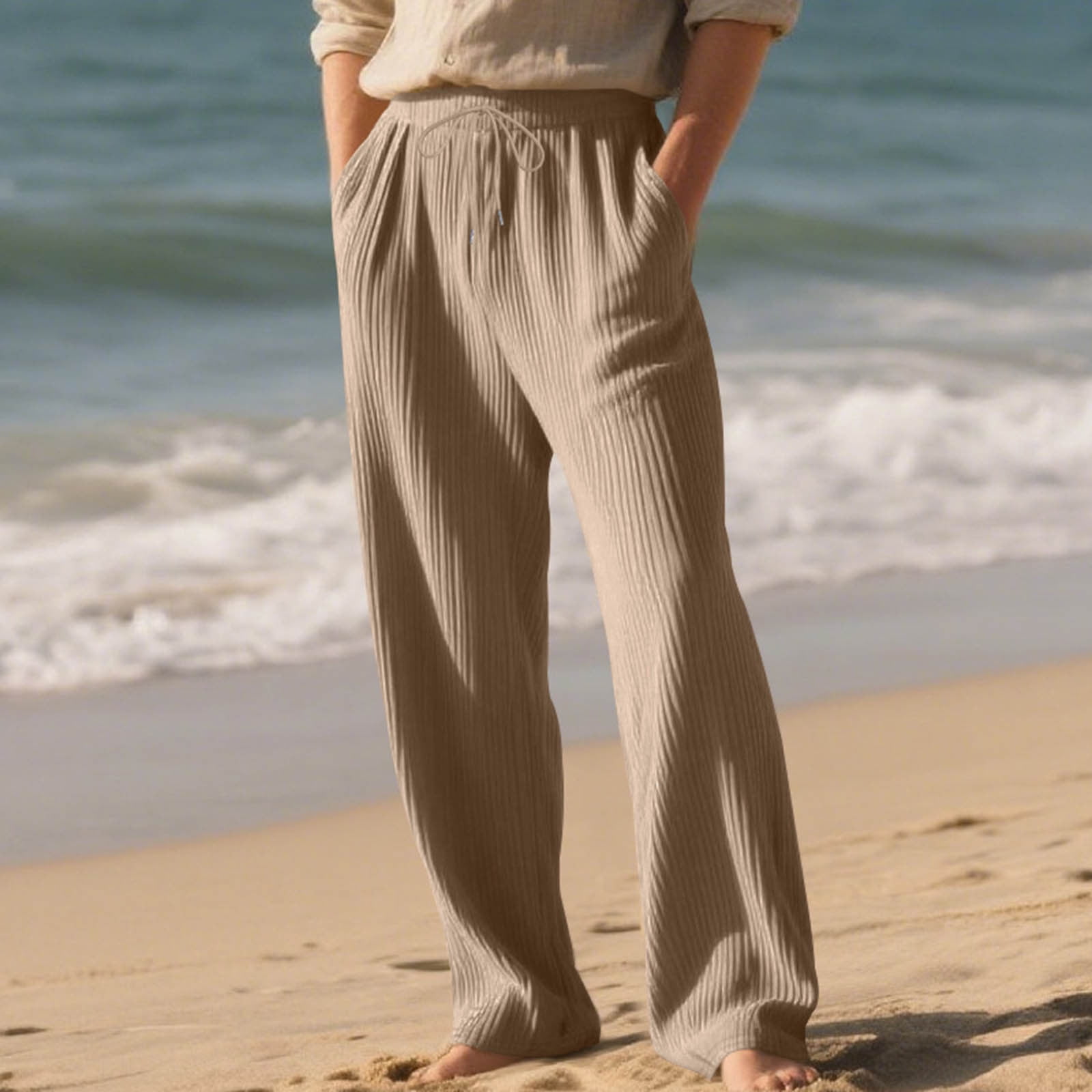 Awdenio Men's Pants Lightweight Stretch Loose Fit Ribbed Textured ...