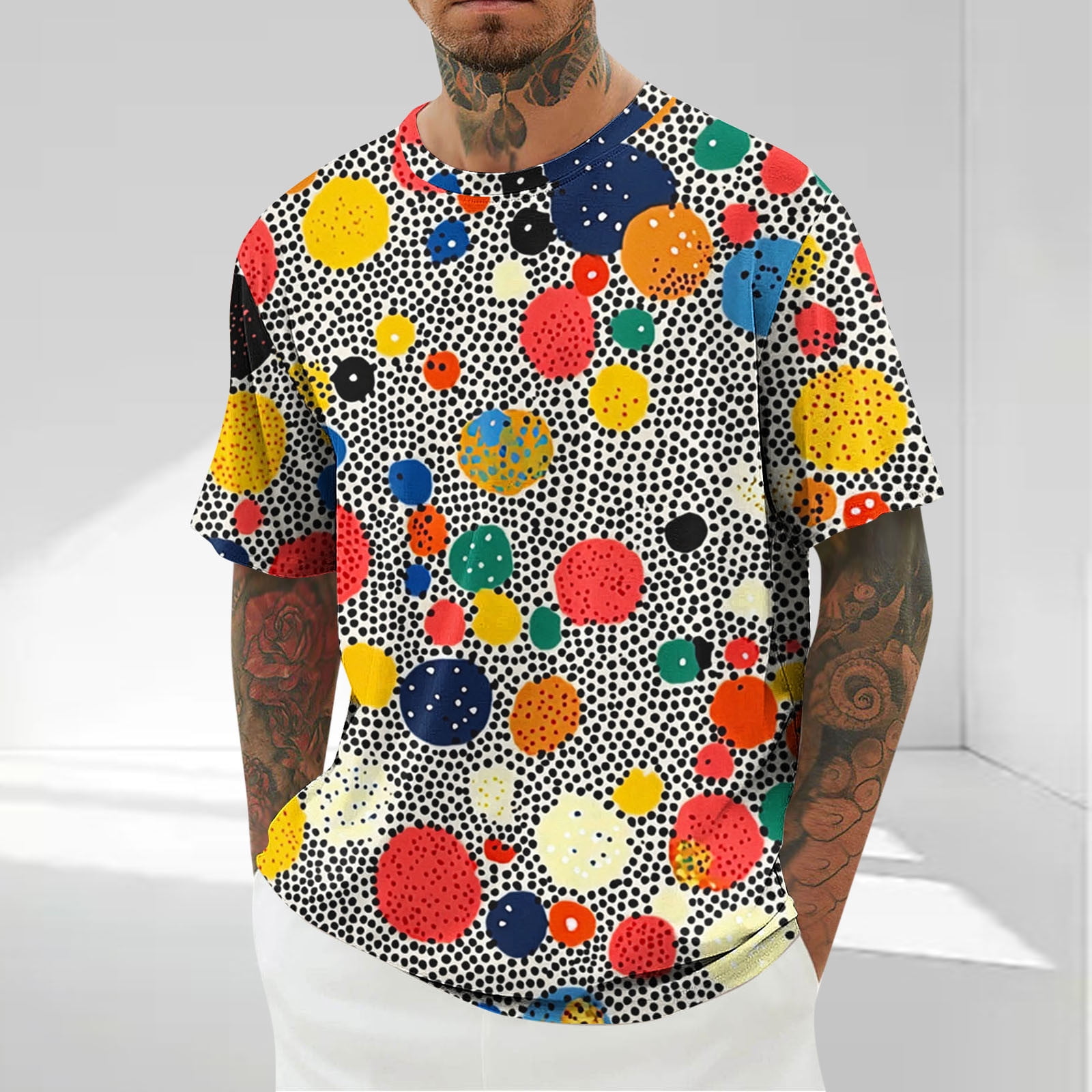 Awdenio Men's Shirts Hawaiian Floral Tee Shirts Crew Neck Short Sleeve ...