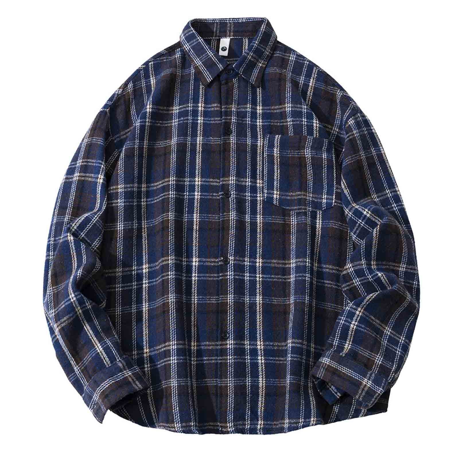 Awdenio Men's Shirts Plaid Button Up Shirt Jacket with Double Chest ...