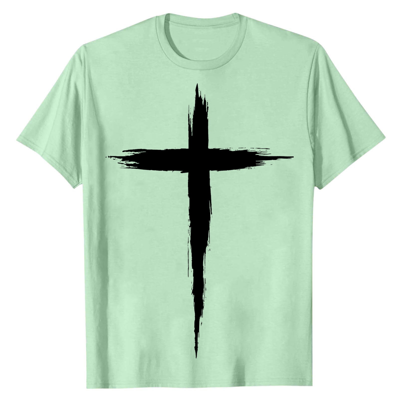 Awdenio Men's T-shirts Cross Jesus Graphic Shirt Bible Verse Tees ...