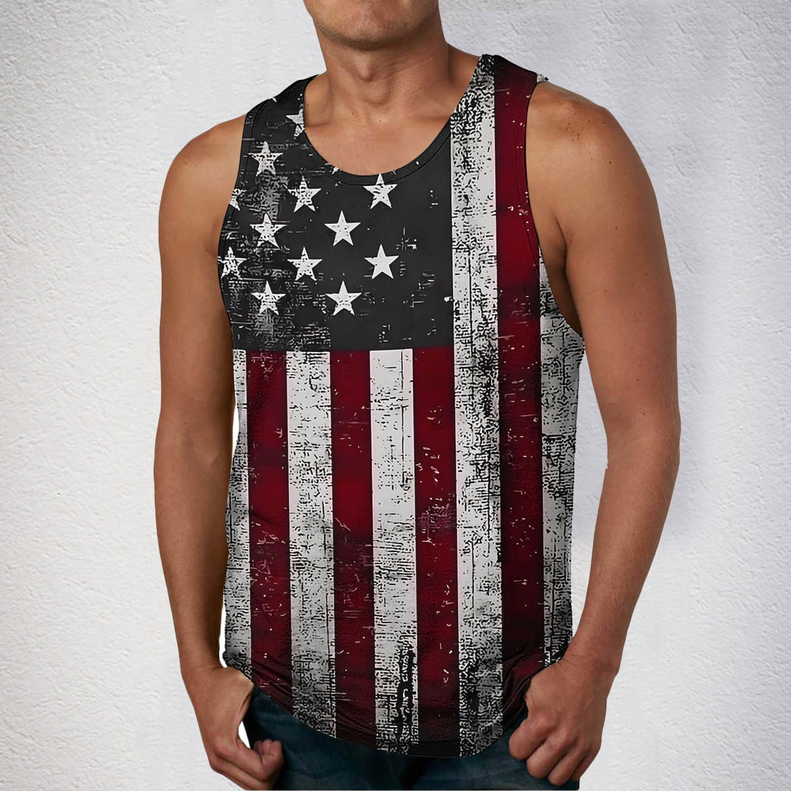 Awdenio Men's Tank Tops USA Flag Gym Muscle Tank Bodybuilding Cut Off T ...