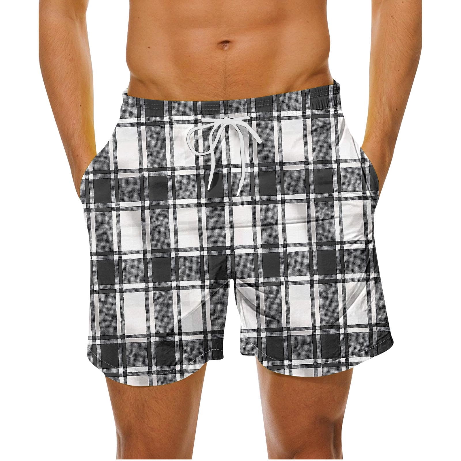 Awdenio Mens Basketball Shorts Plaid Checked Quick Dry Swim Trunks Men ...