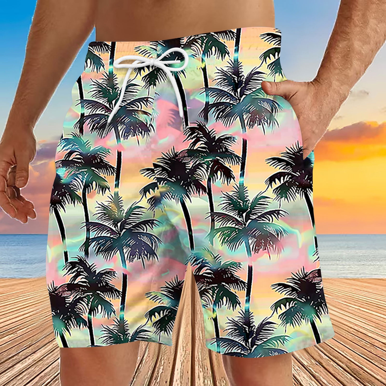 Awdenio Mens Basketball Shorts Swim Trunks Retro 80s Summer Party ...