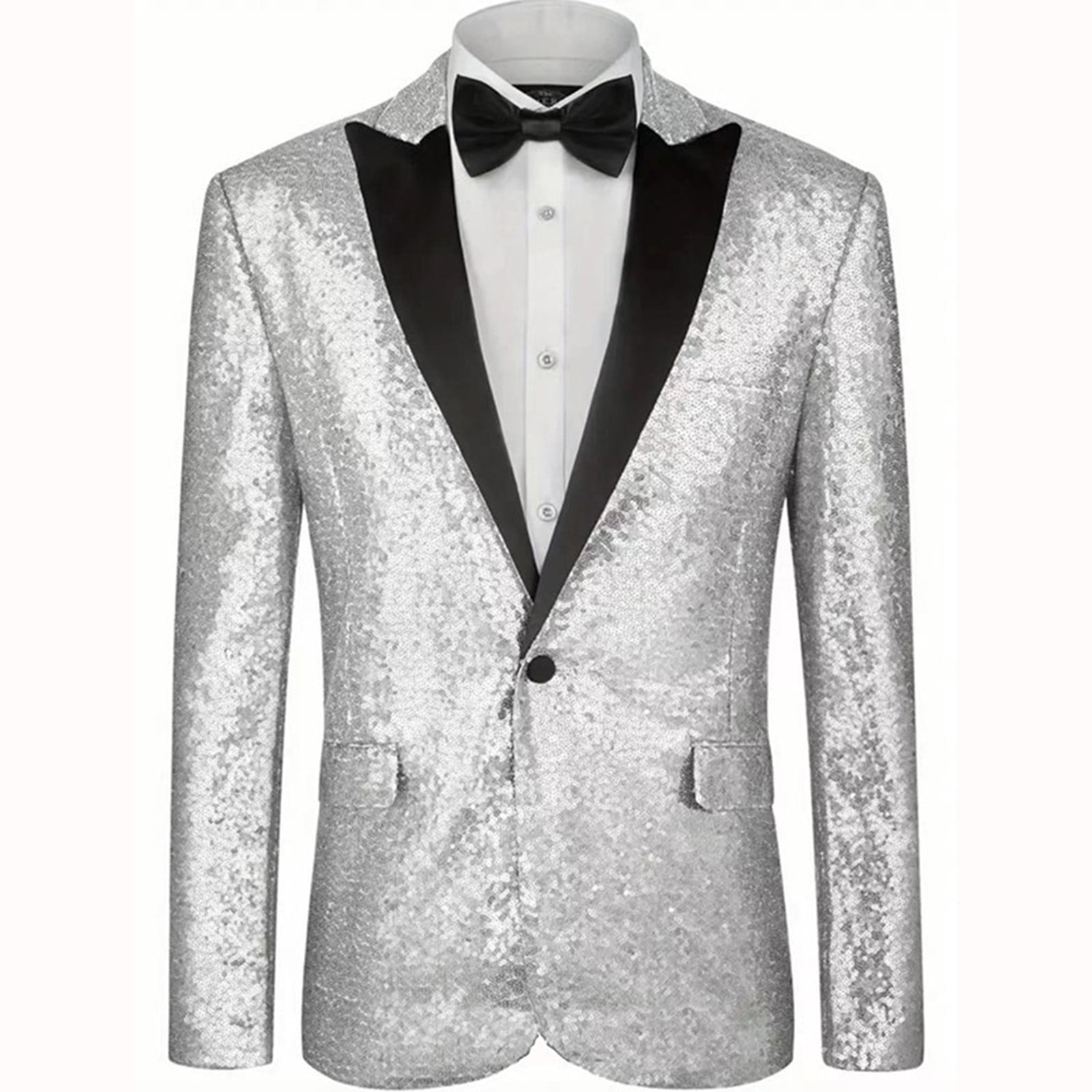 Awdenio Mens Blazer Slim Fit Tailcoat Sequin Dress Coat Swallowtail ...