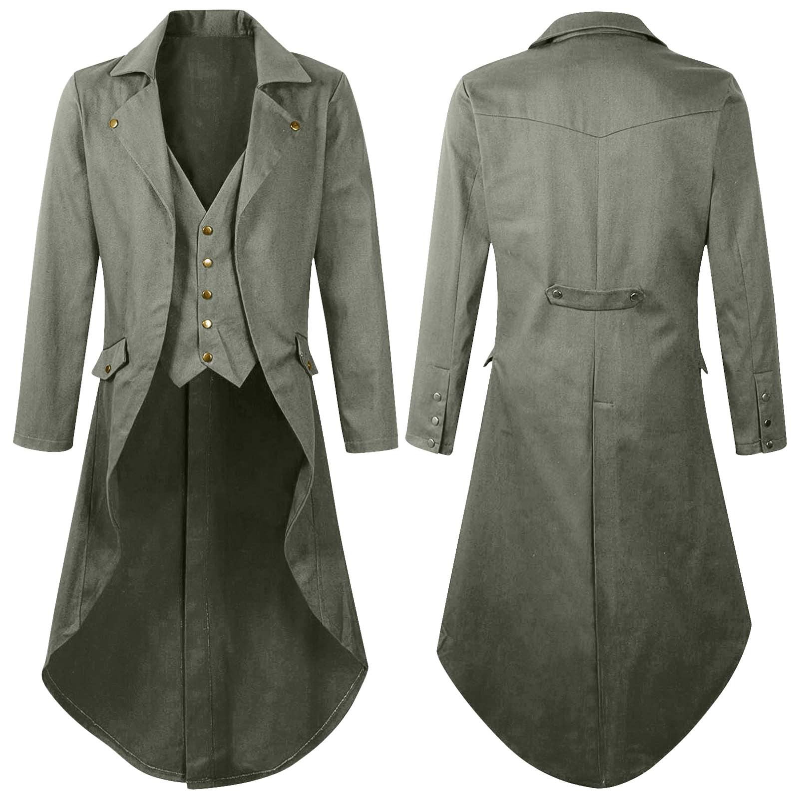 Awdenio Mens Gothic Medieval Tailcoat Jacket, Steampunk Vintage ...