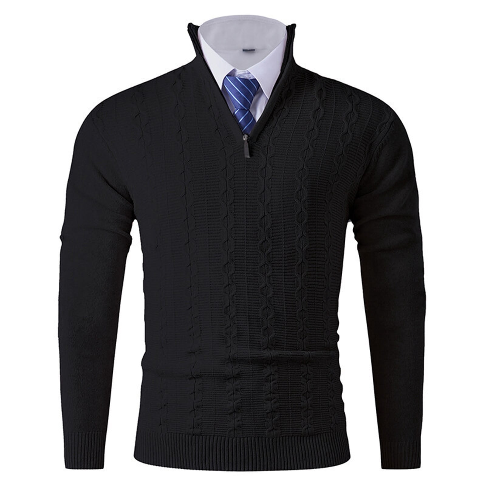 Awdenio Mens Graphic T-shirts Half-Zip V-Neck Long-Sleeve Knit Pullover ...
