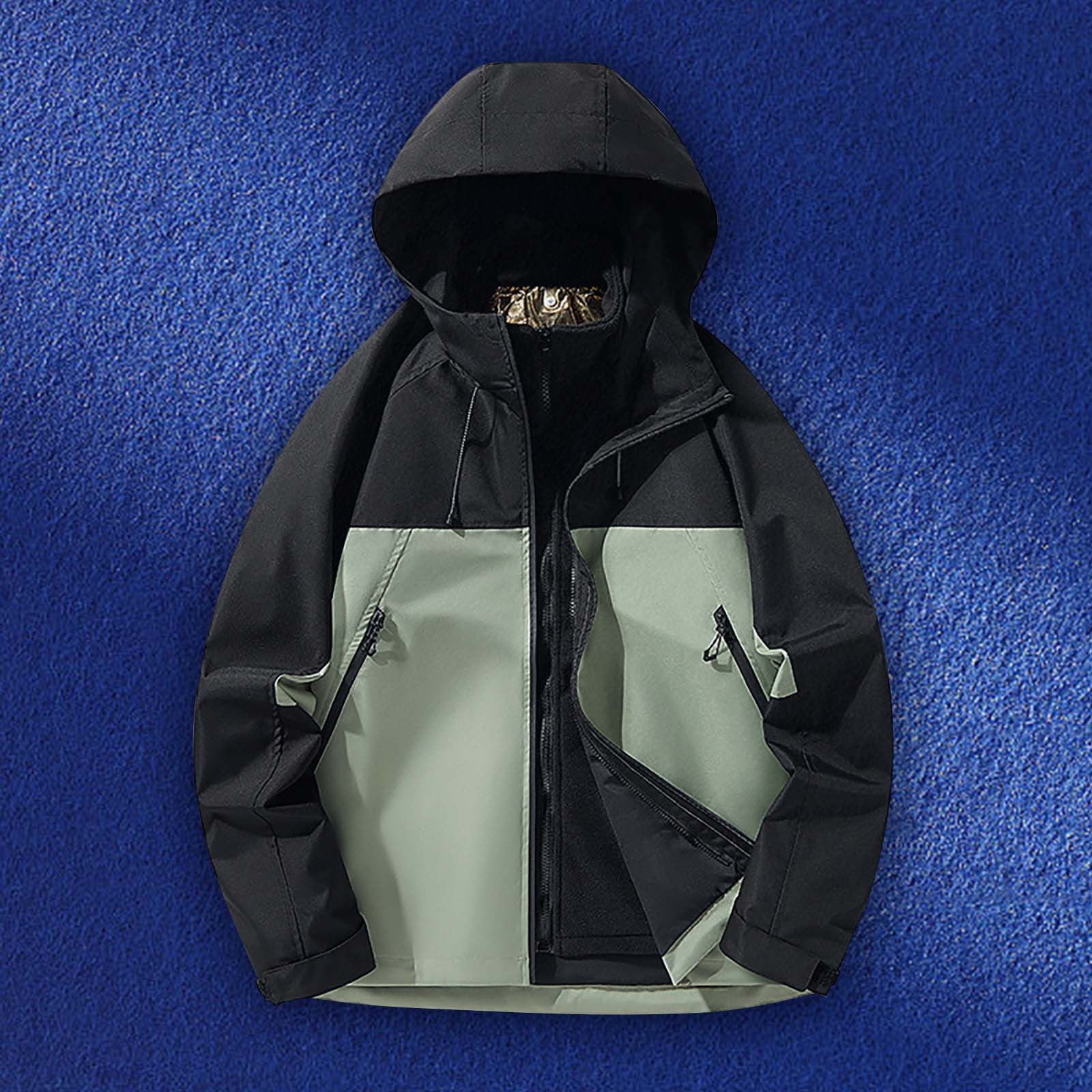 Awdenio Mens Jacket Zip Up Waterproof Jacket Hooded Long Sleeve Outdoor ...