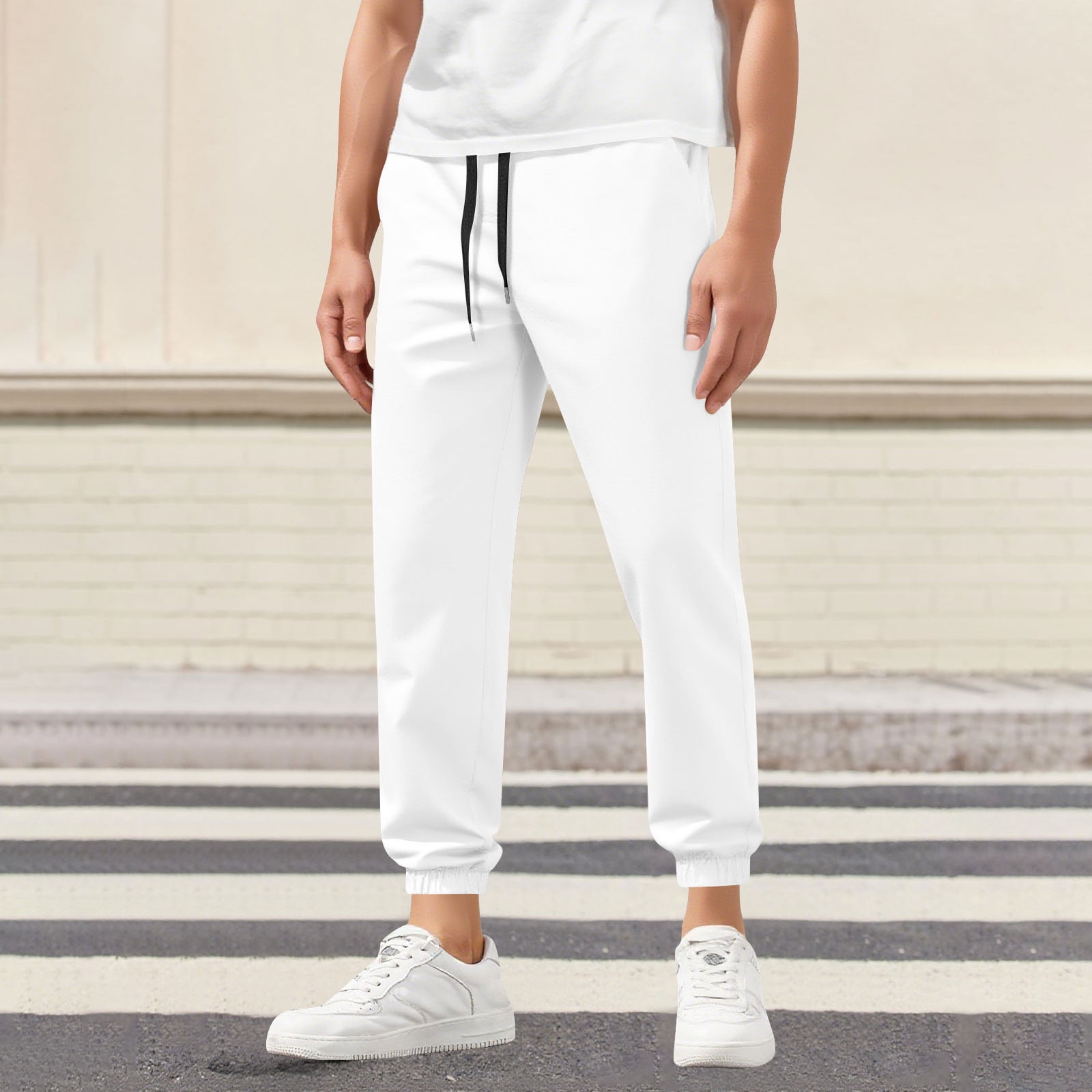 Awdenio Mens Pants Casual Chino Pants Drawstring Stretch Waist Fit ...