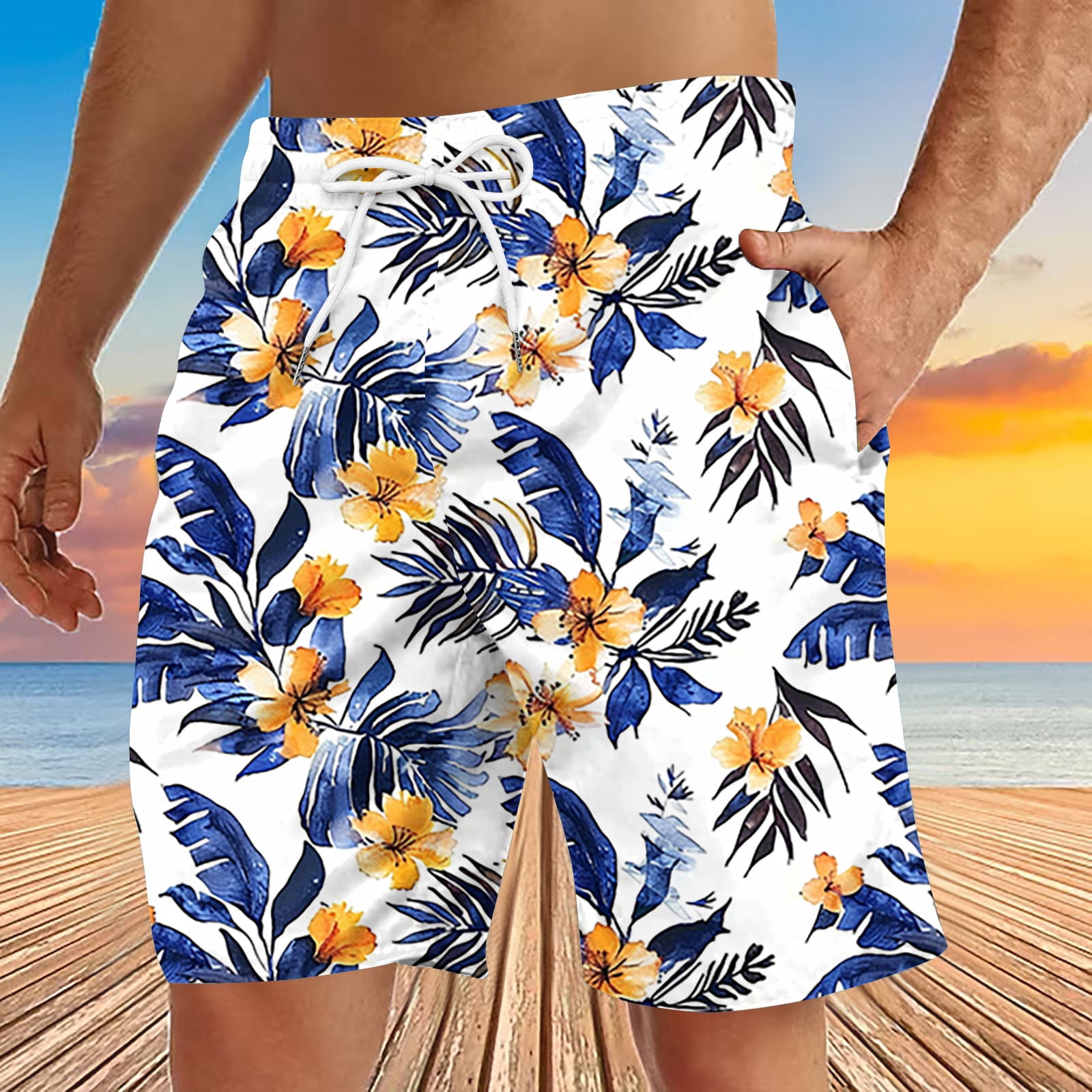 Awdenio Mens Running Shorts Swim Trunks Retro 80s Summer Party Shorts ...
