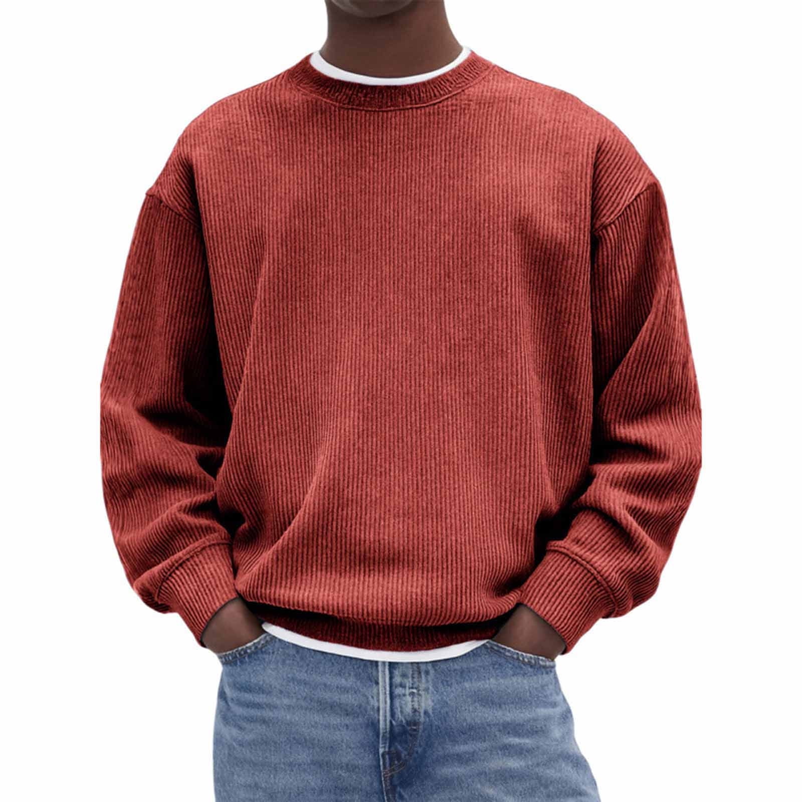 Awdenio Mens Shirts Casual Crewneck Pullover Sweater Textured Long ...