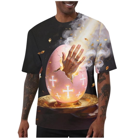 Awdenio Mens Shirts Casual Easter-print T-Shirt for Design Breathable ...