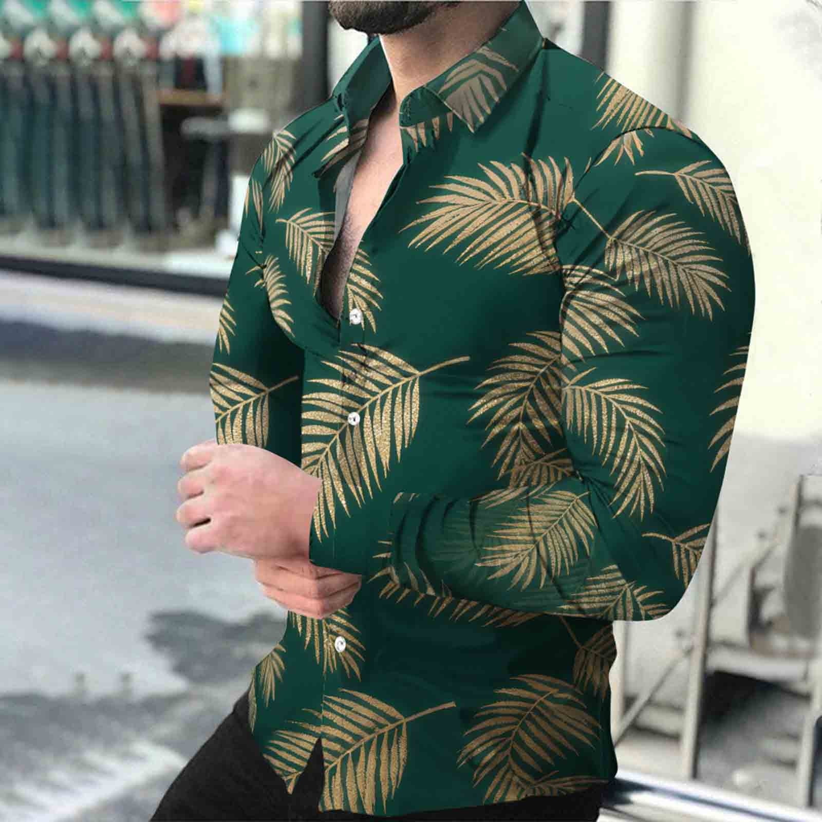 Awdenio Mens Shirts Funky Button Tropical Beach Casual Shirt, Floral ...
