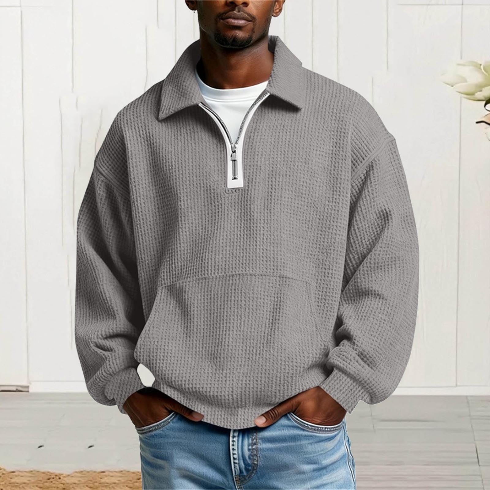 Awdenio Mens Shirts Quarter Zip Pullover Sweatshirt Lightweight Casual ...