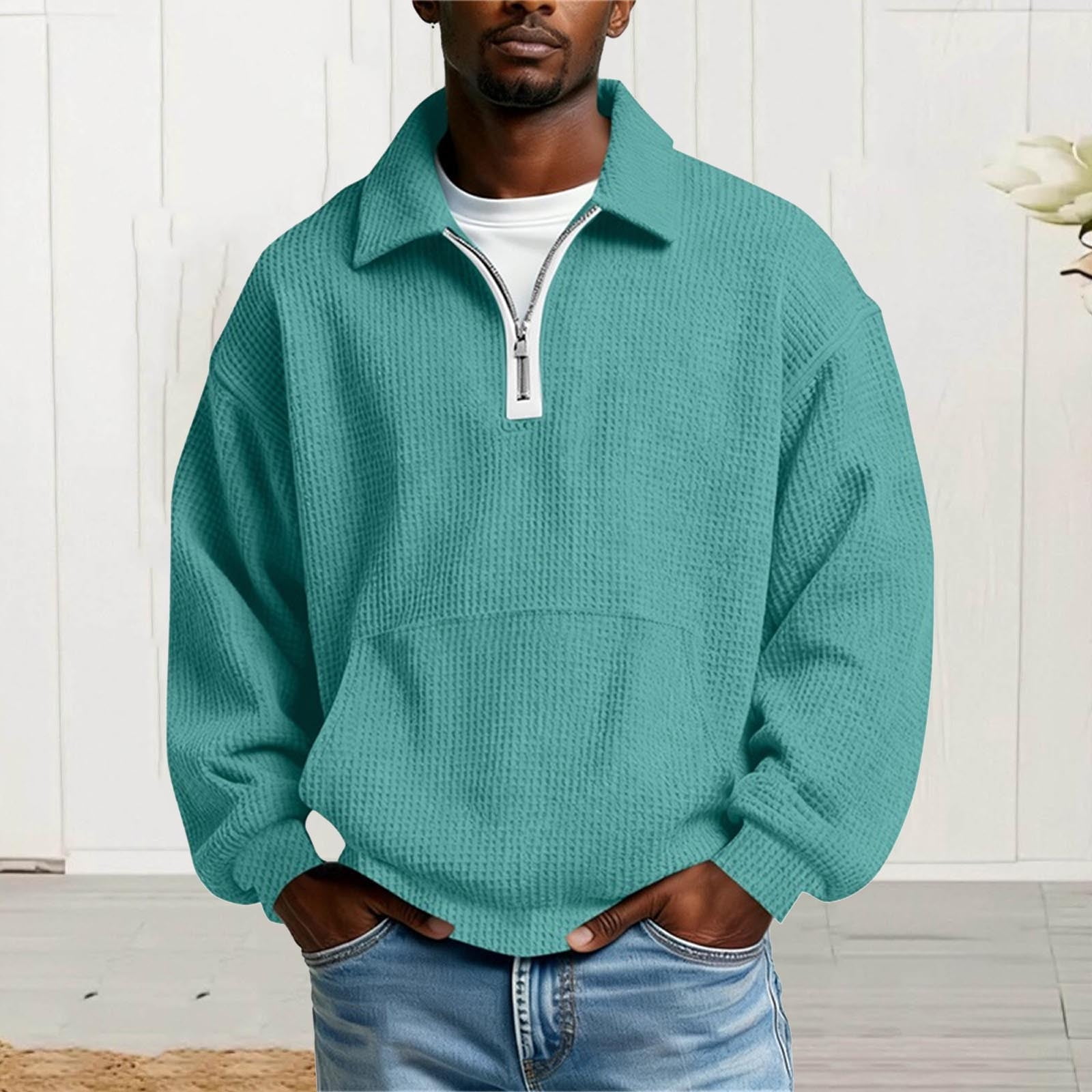 Awdenio Mens Shirts Quarter Zip Pullover Sweatshirt Lightweight Casual ...