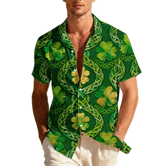 Awdenio Mens Shirts St Patricks Day Shirts Clover St Pattys Day Funny ...