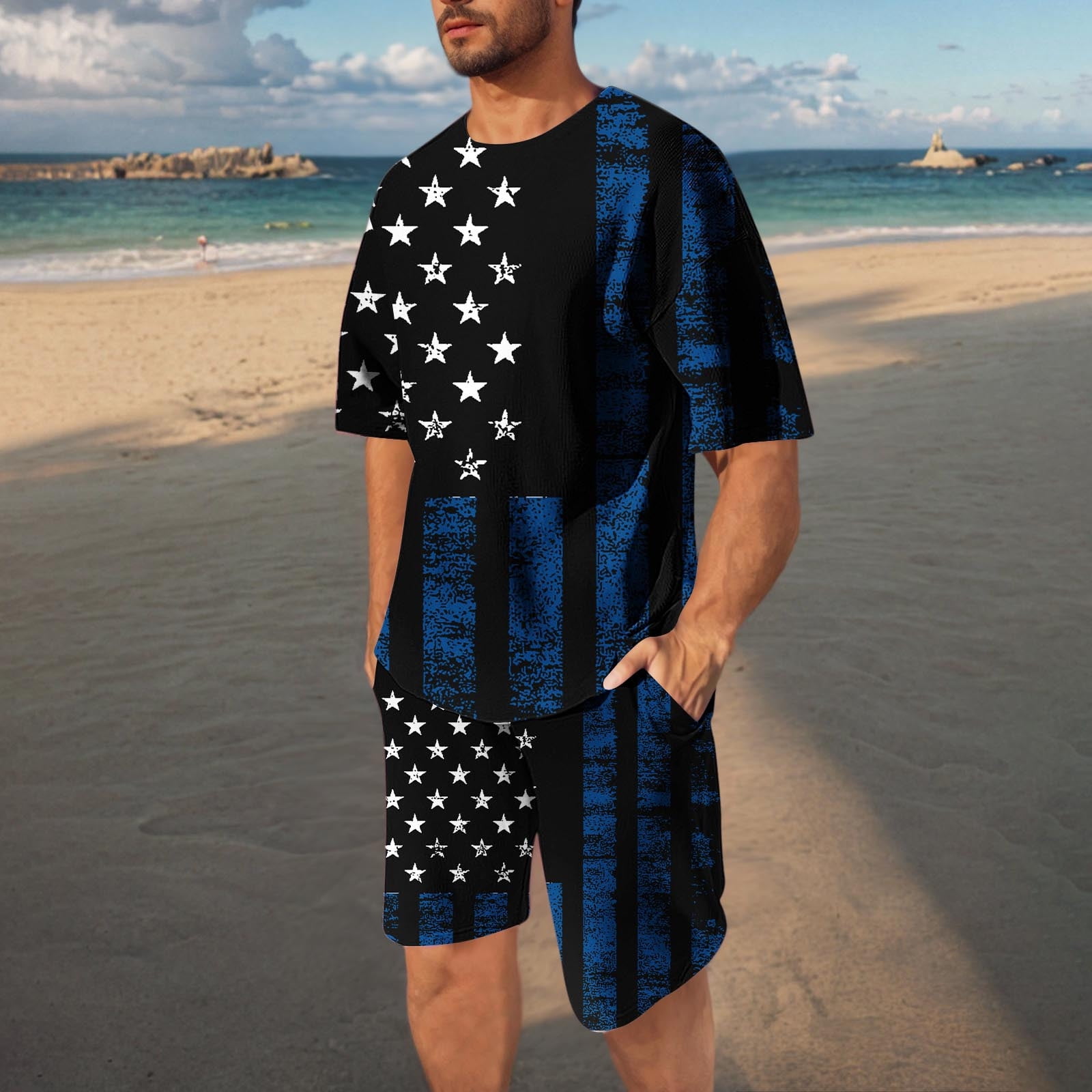 Awdenio Mens Short Sets 2 Piece Outfits July 4th Matching Shirts and ...