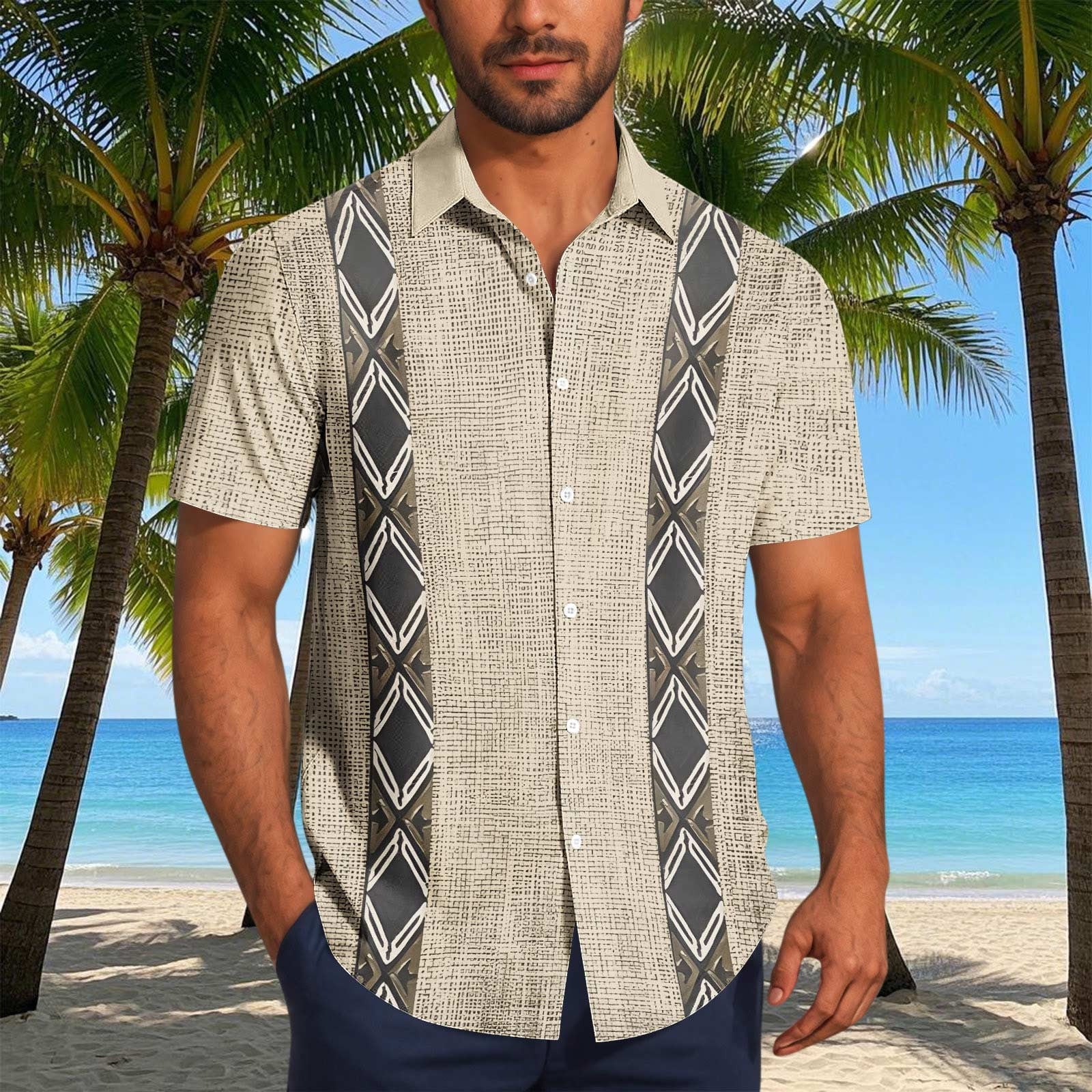 Awdenio Mens T-Shirts Casual Short Sleeve Button Down Shirts Tropical ...
