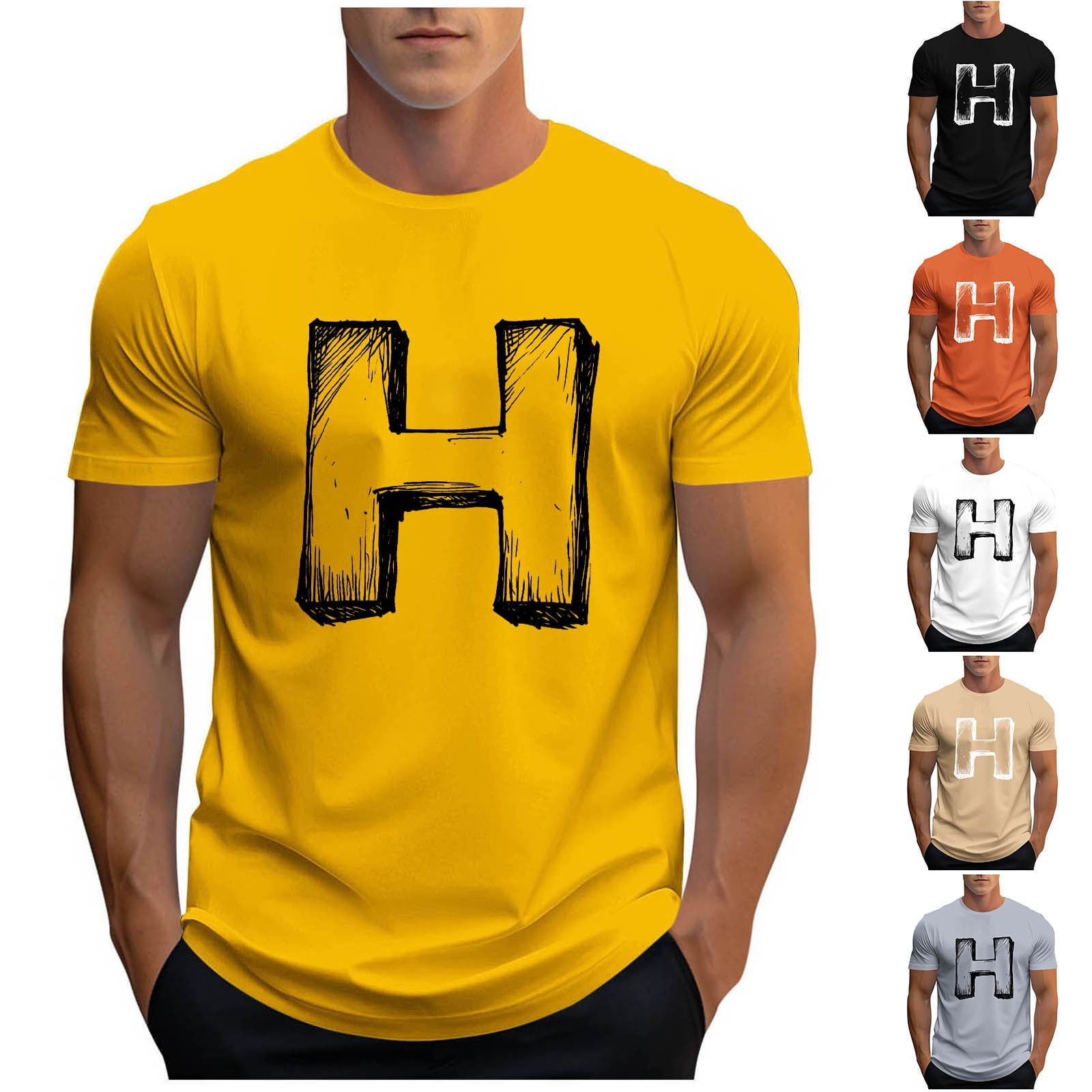 Awdenio Mens T Shirts Letter Graphic Tees Crew Neck Short Sleeve Summer ...