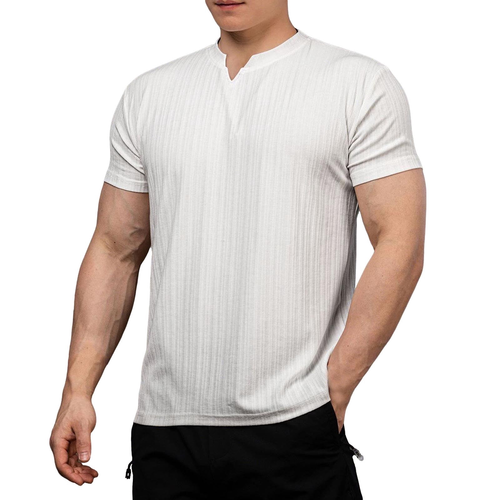 Awdenio Mens T Shirts Slim Fit Muscle V Neck Casual T Shirts Short ...