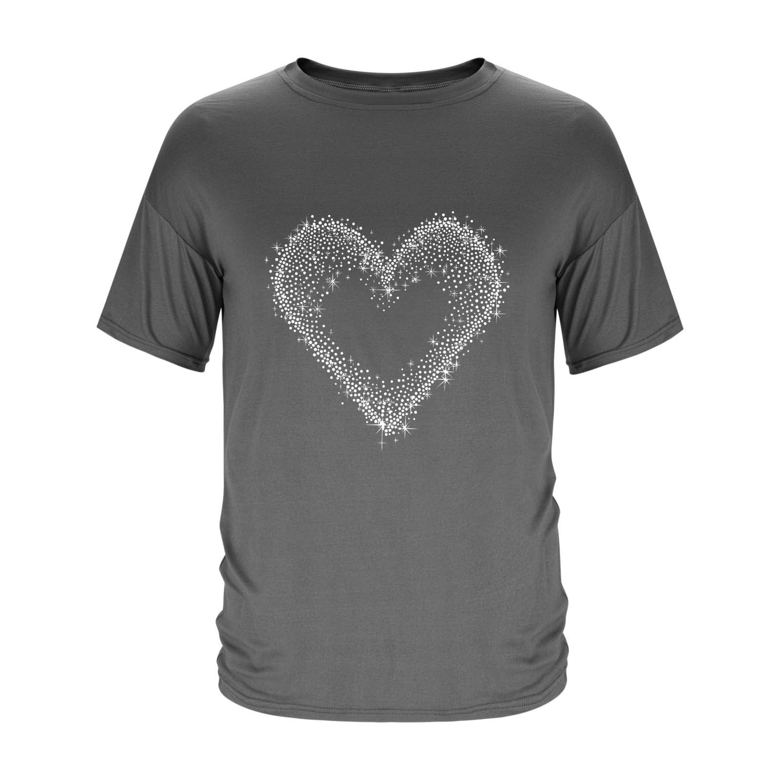 Awdenio Mens T Shirts Valentines Day T-Shirt Heartbeat Pattern Tee ...