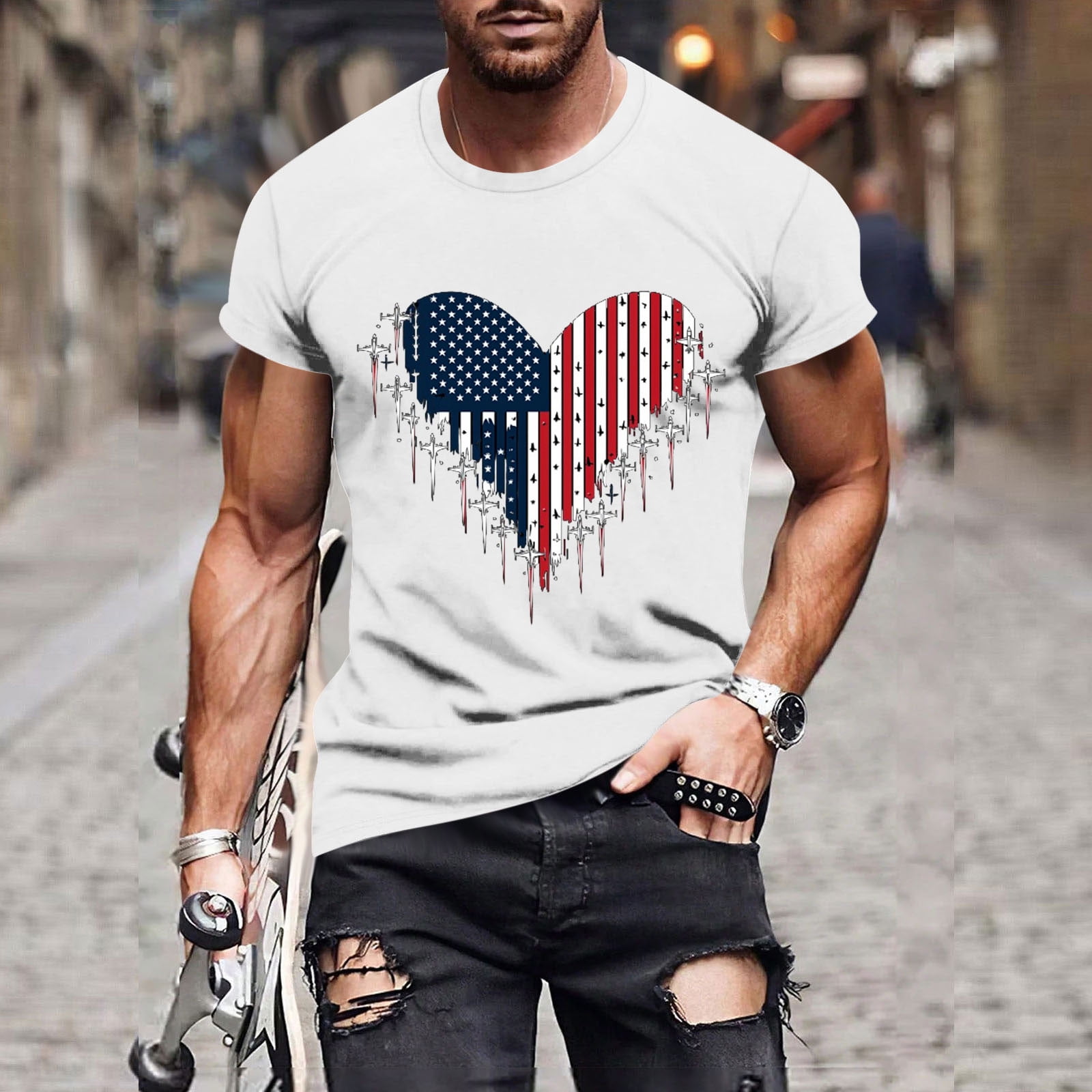 Awdenio Mens T-shirts American Flag Shirts Men: 4th of July Patriotic T ...