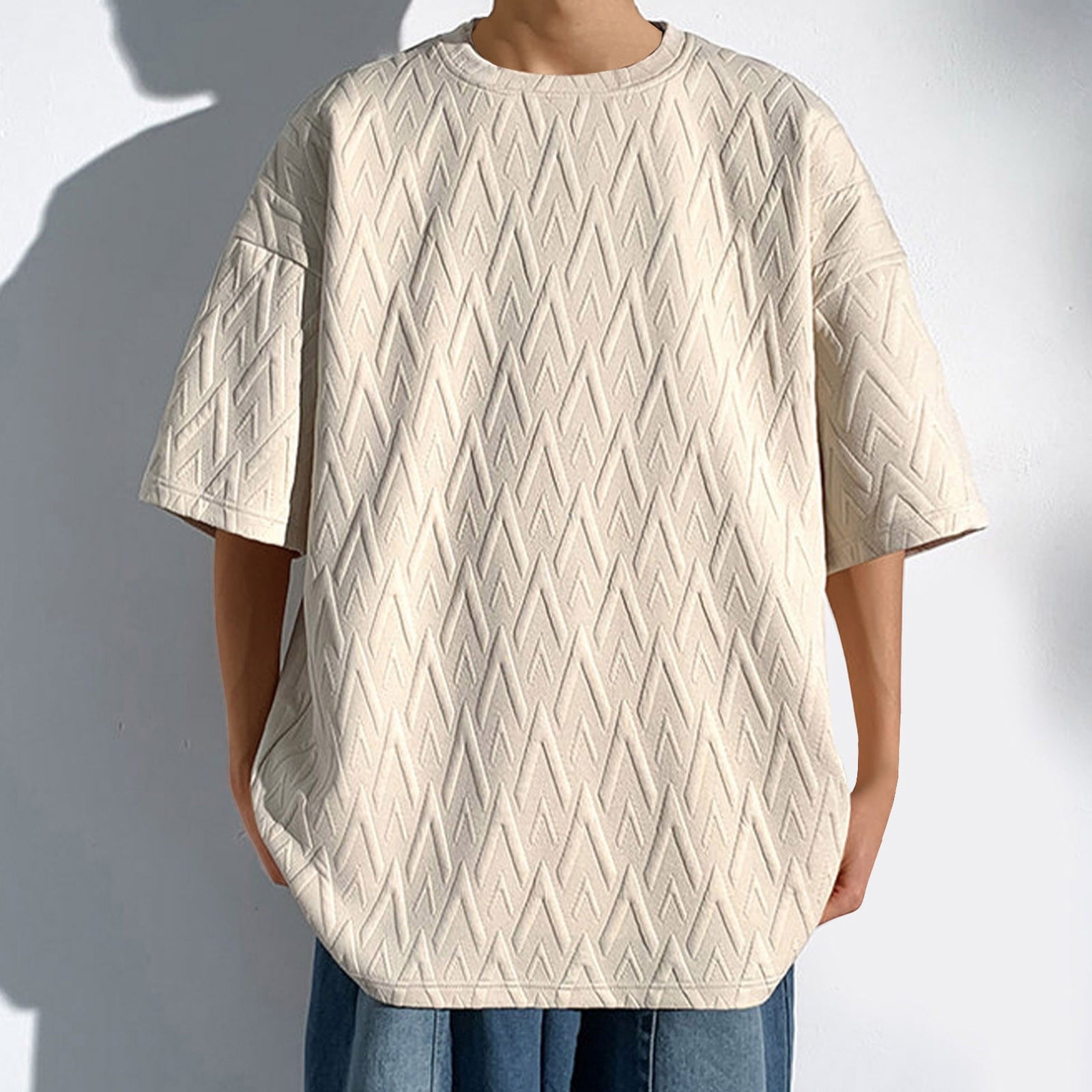 Awdenio Mens T-shirts Casual Cropped T Shirts Summer Half Sleeve Crop ...