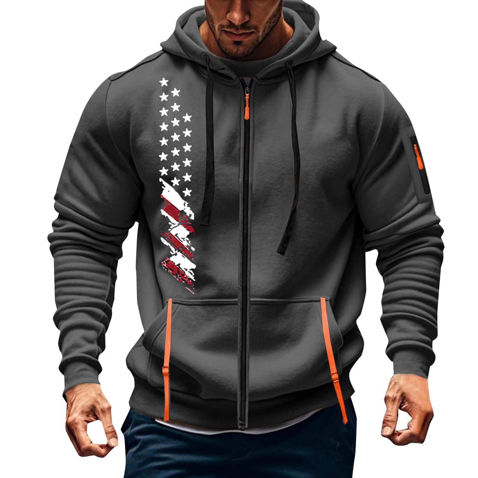 Awdenio Mens Winter Jacket Hoodie Funny Pullover Drastring Zipper ...