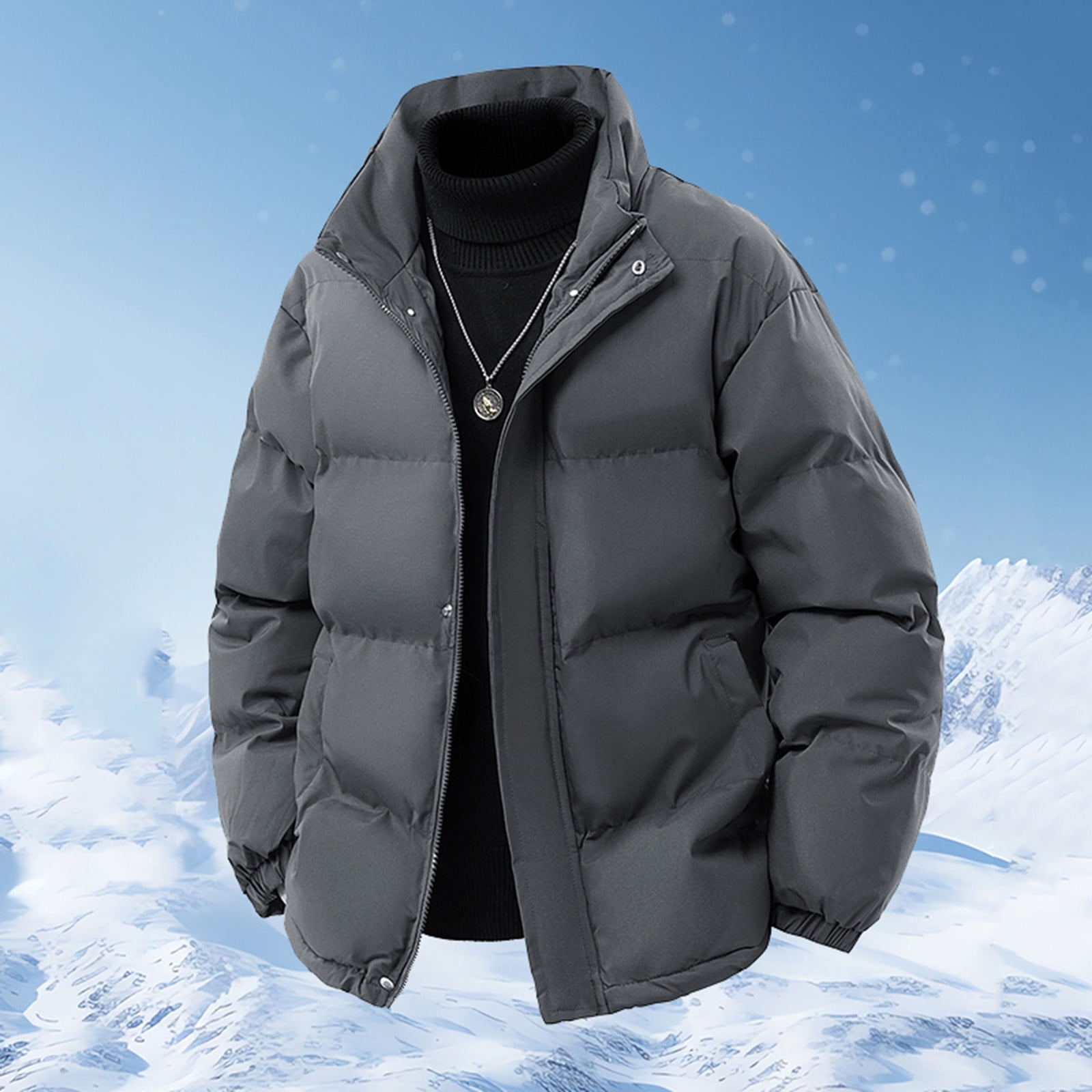 Awdenio Mens Winter Jacket Warm Thicken Puffer Coats Water Resistant ...